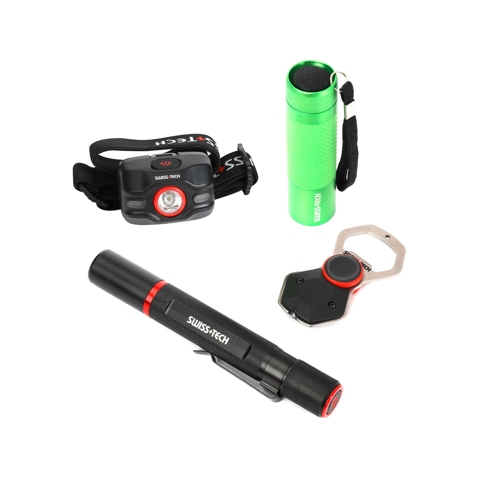 SWISS+TECH 4 Piece Flashlight And Headlamp Combo - Bunnings Australia