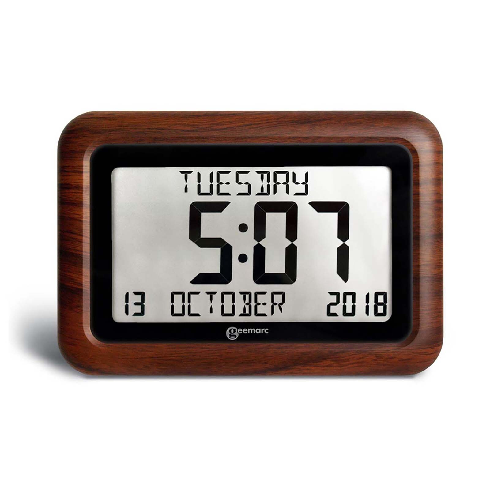 Digital Clock With 8″ LCD Display and Woodgrain finish - Bunnings Australia