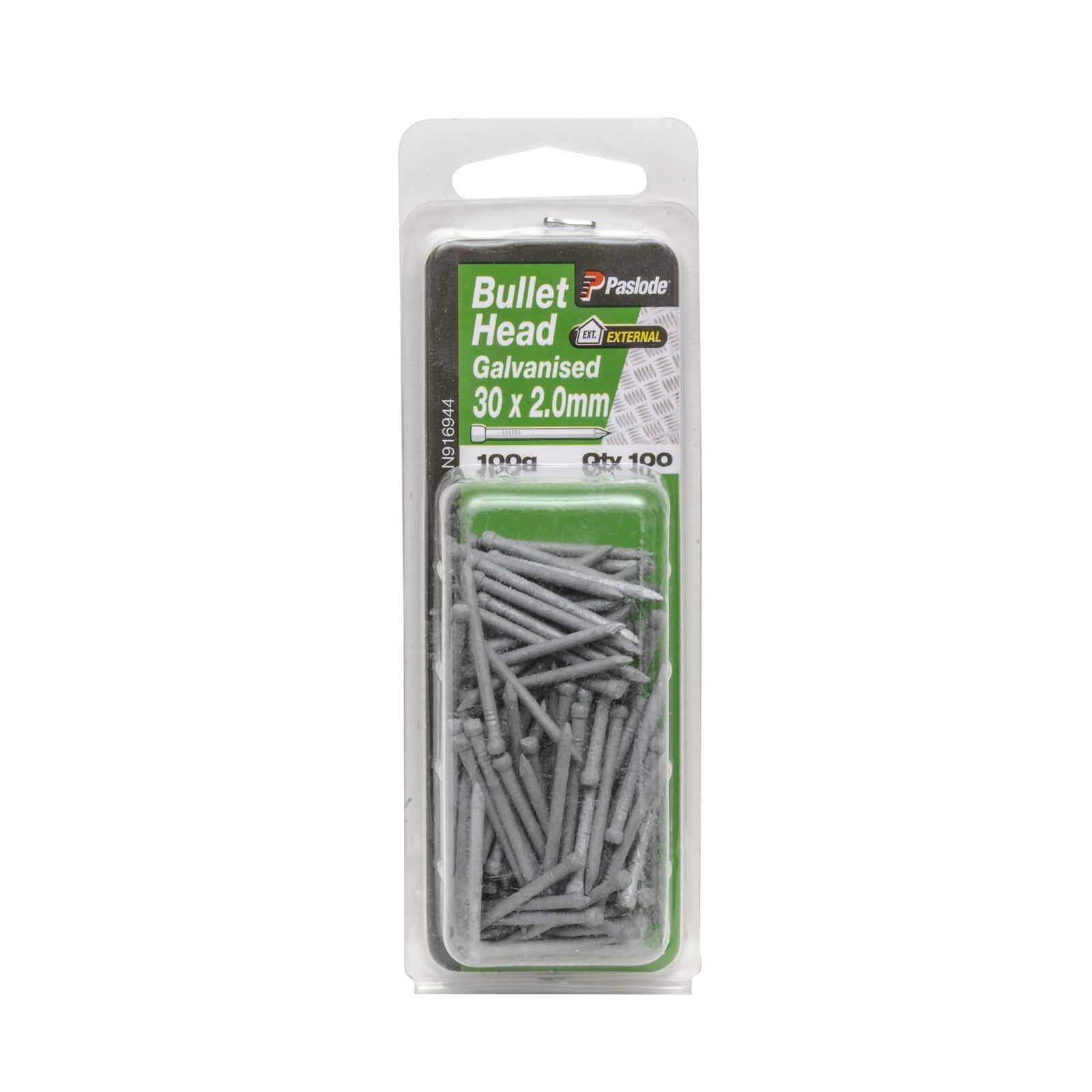 Paslode 30 x 2.0mm 100g Galvanised Bullet Head Nail - 100 Pack ...