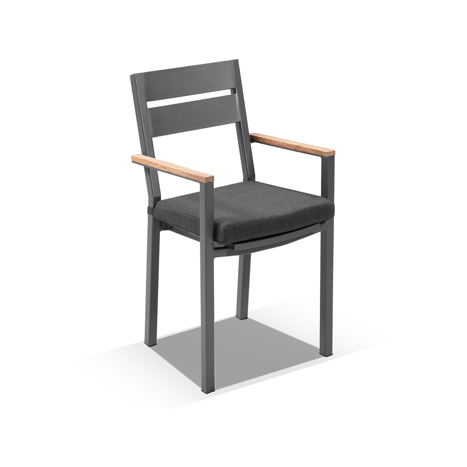 Outdoor Capri Aluminium Dining Chair With Teak Timber Arm Rests ...