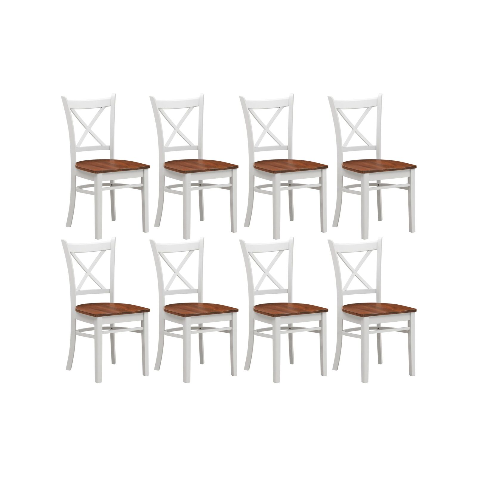Lupin Dining Chair Set of 8 Crossback Solid Rubber Wood Furniture ...