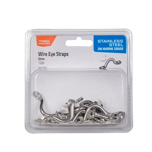 Taskmaster 5mm 316 Stainless Steel Wire Eye Strap - 12 Pack - Bunnings ...