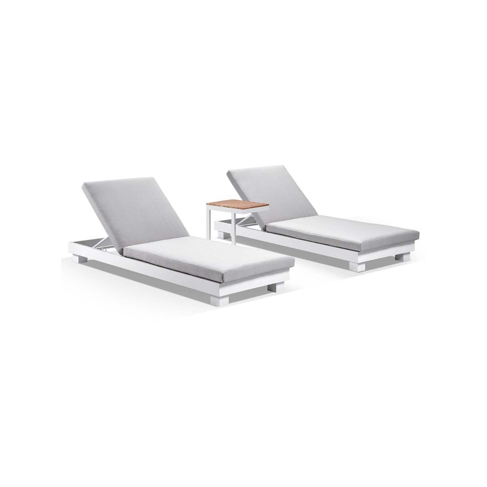 Santorini Aluminium Sun Lounge Set W/ Side Table In White - Bunnings ...