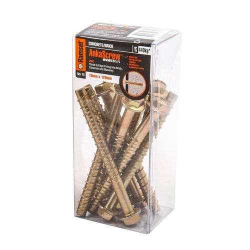 Ramset 10 x 120mm Zinc AnkaScrew Masonry Anchor - 10 Pack - Bunnings Australia
