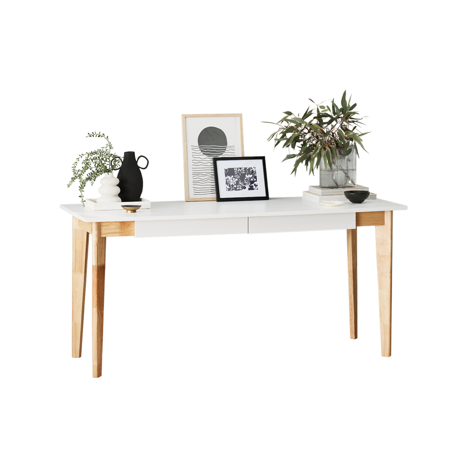 Byron Console Table | 2 Drawer | Natural Hardwood - Bunnings Australia