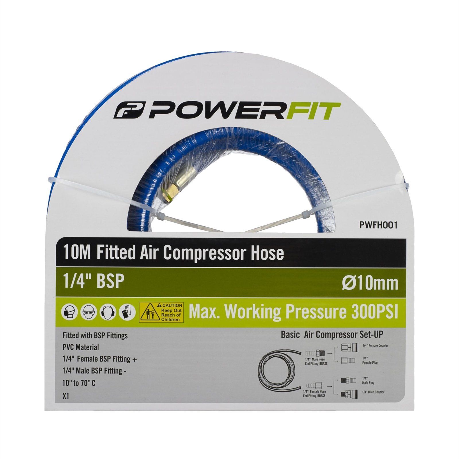 PowerFit 10m Braided PVC Air Compressor Hose With Fittings - Bunnings ...
