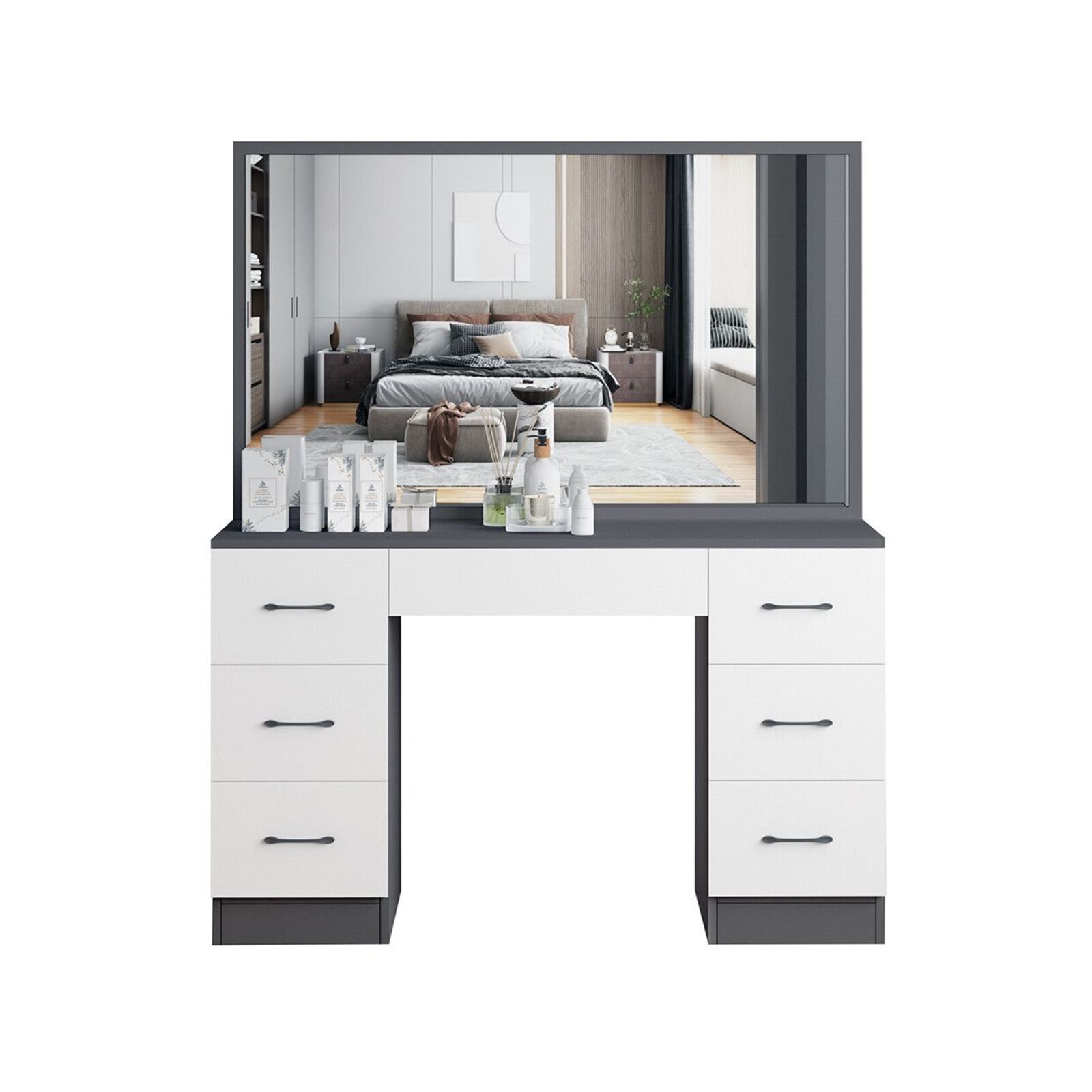 Grey and White Dressing Makeup Table - Bunnings Australia