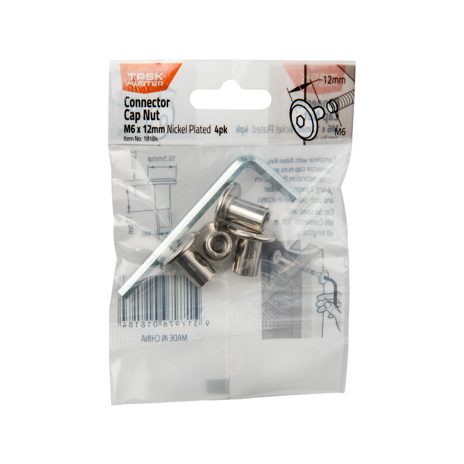 Taskmaster M6 x 12mm Nickel Plated Connector Cap Nut - 4 Pack ...