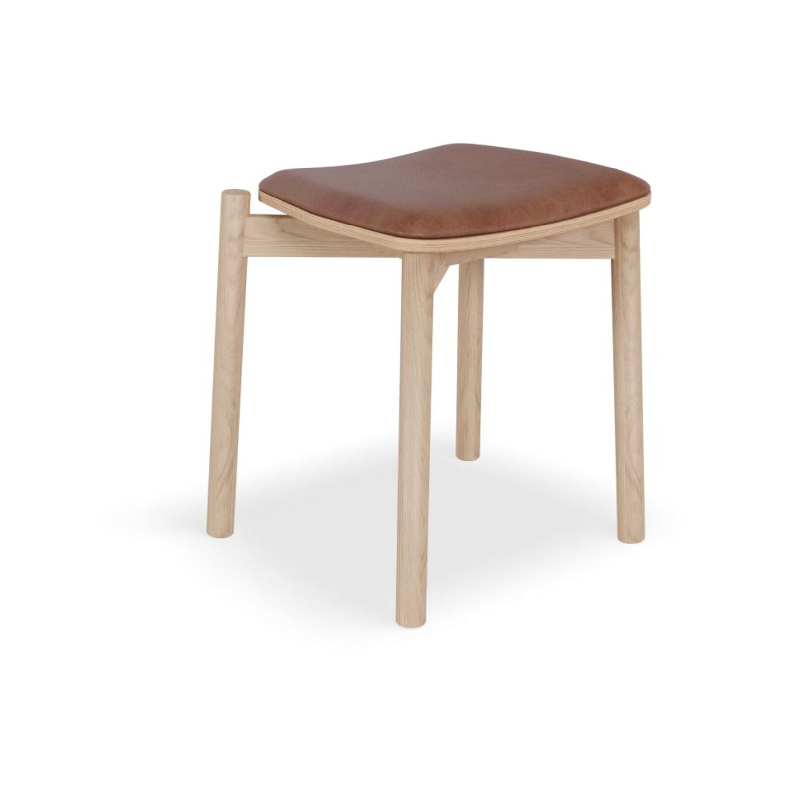 Andi Low Stool - Natural Ash with Pad - 45cm - Vintage Black Vegan ...