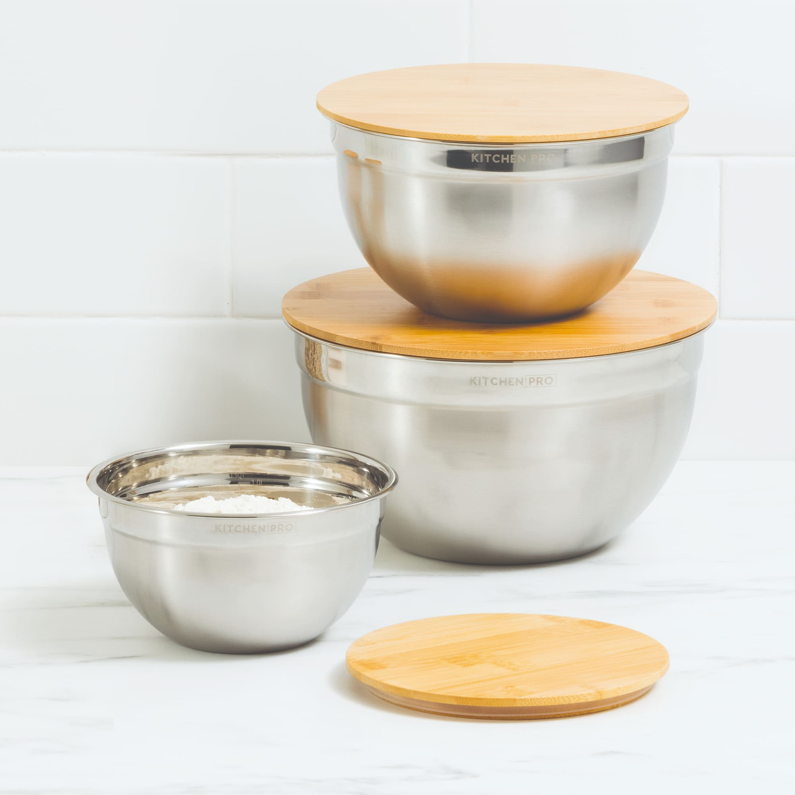 Kitchen Pro Mixwell Mixing Bowl with Bamboo Lid Set 3pc - Bunnings ...