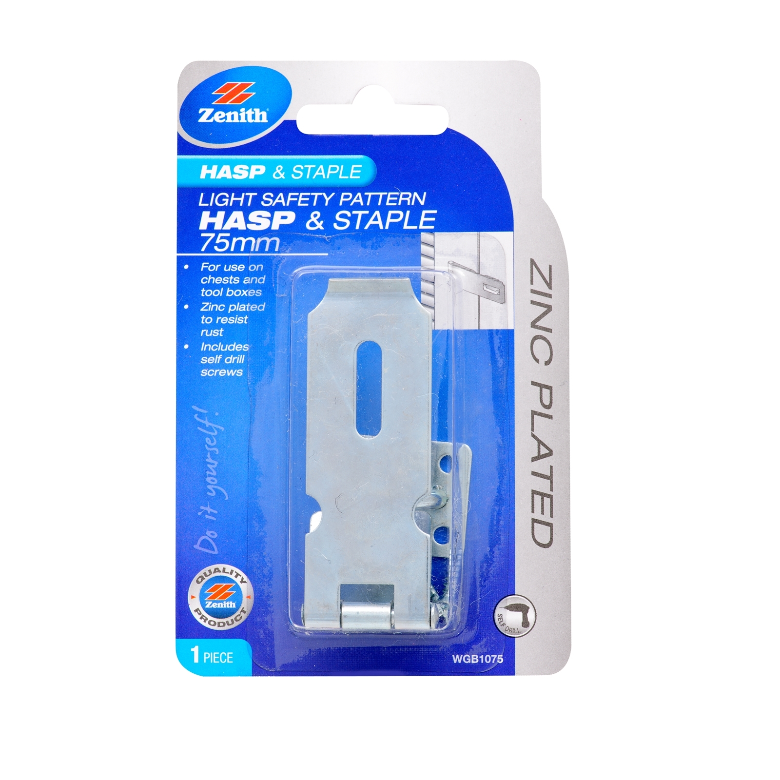 Zenith 75mm Zinc Plated Light Safety Pattern Hasp And Staple - Bunnings ...