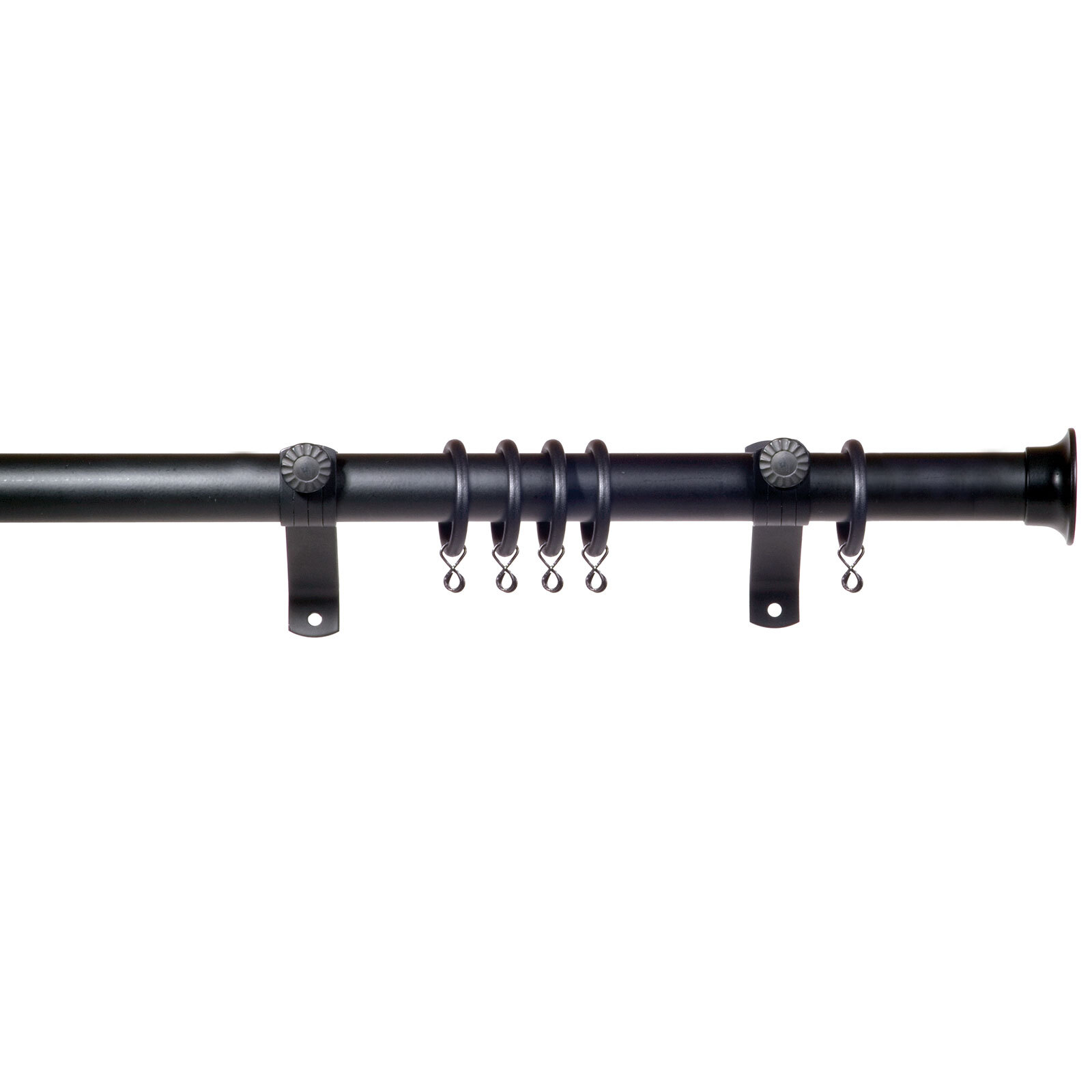 Windoware 25mm x 1m Wrought Iron Ring Rod with Rings and Bracket ...