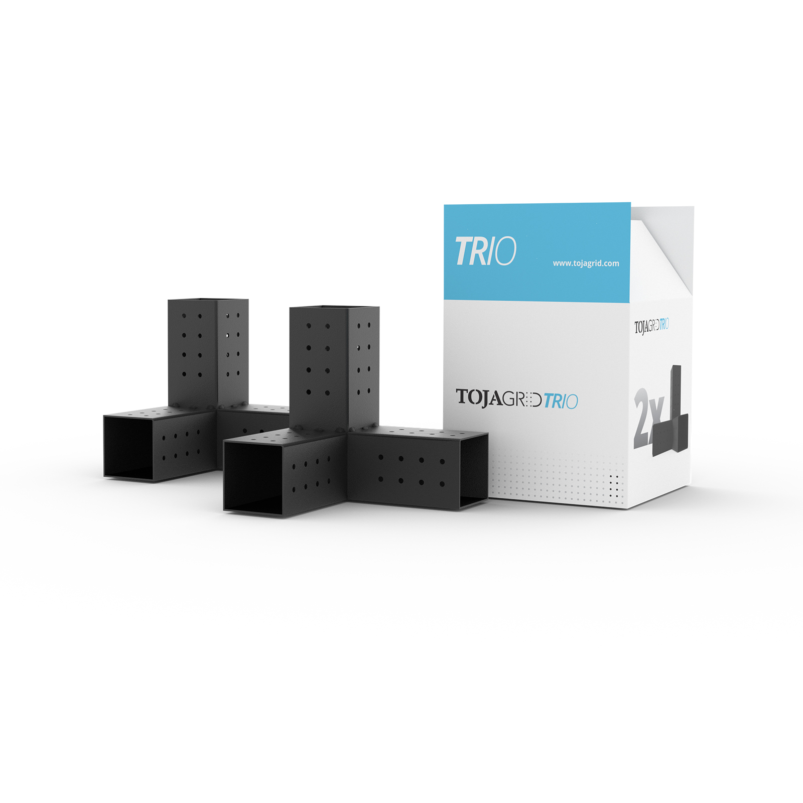 Toja Grid TRIO Black 3 Arm Pergola Corner Bracket For 90 x 90 Posts - 2 ...