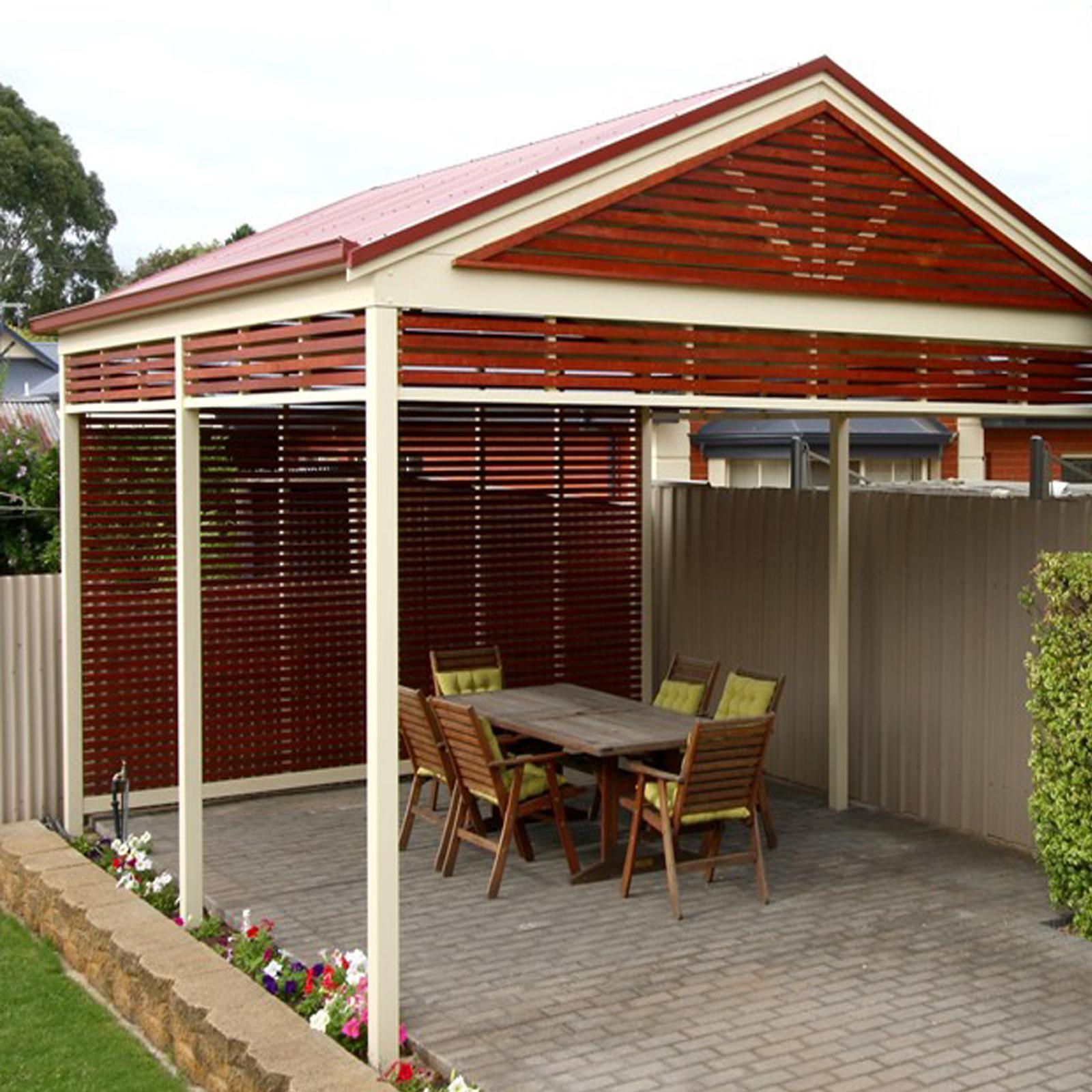 Softwoods 8.4 x 6.0m Colorbond Gable Roof Pergola Kit - Bunnings Australia
