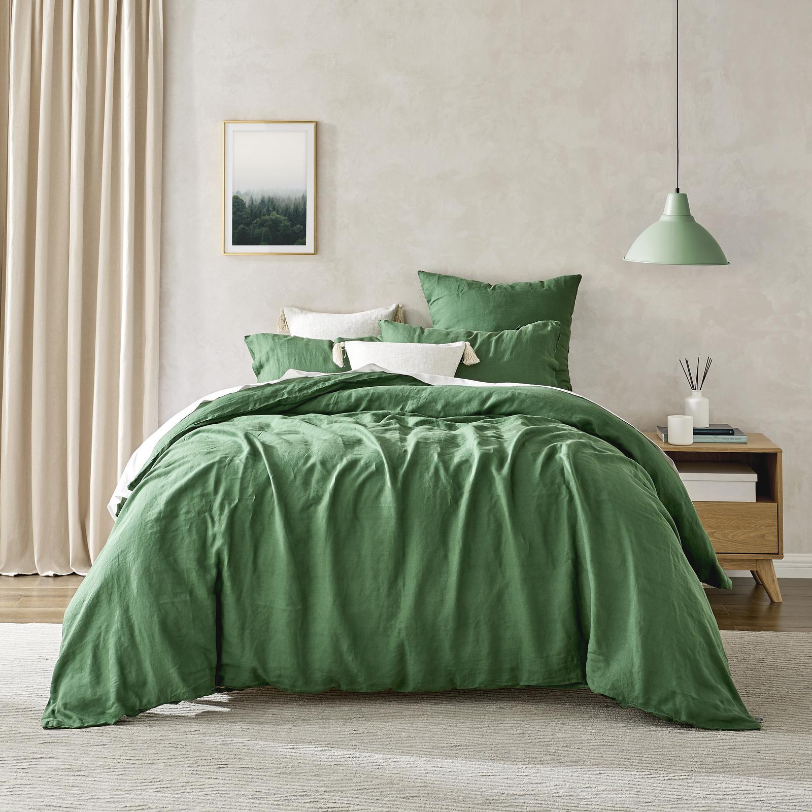 Natural Home Linen 100% European Flax Linen Quilt Cover Set - Olive ...