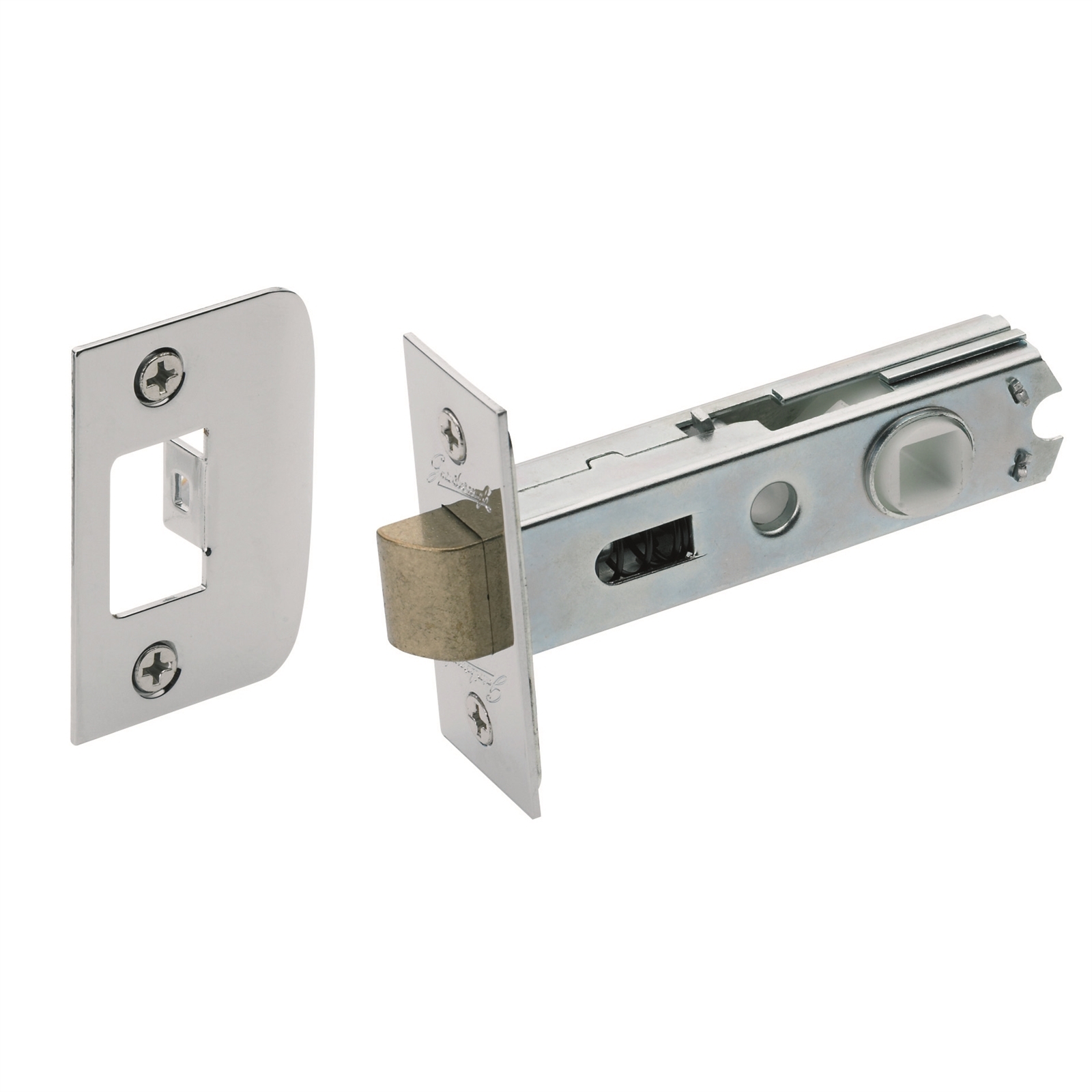 Gainsborough 60mm Bright Chrome D Strike Rectangular Face Tubular Latch ...