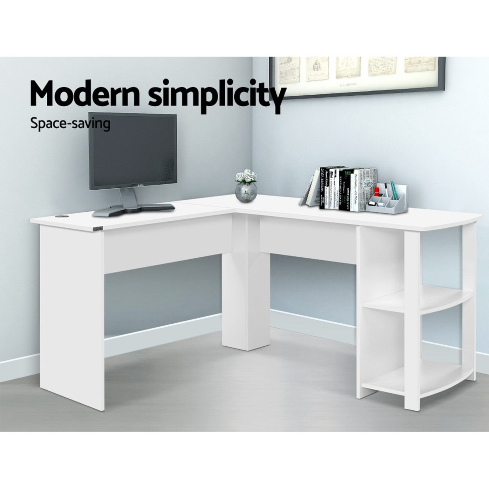 Artiss White L-Shaped Office Computer Desk - Bunnings Australia