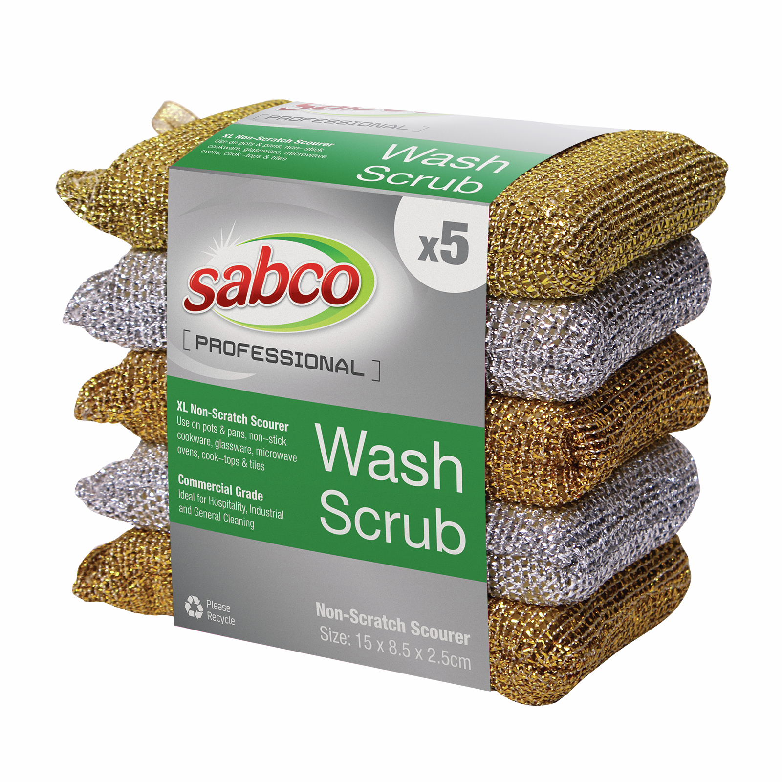 Sabco Professional Heavy Duty Non Scratch Scourer - 5 Pack - Bunnings ...