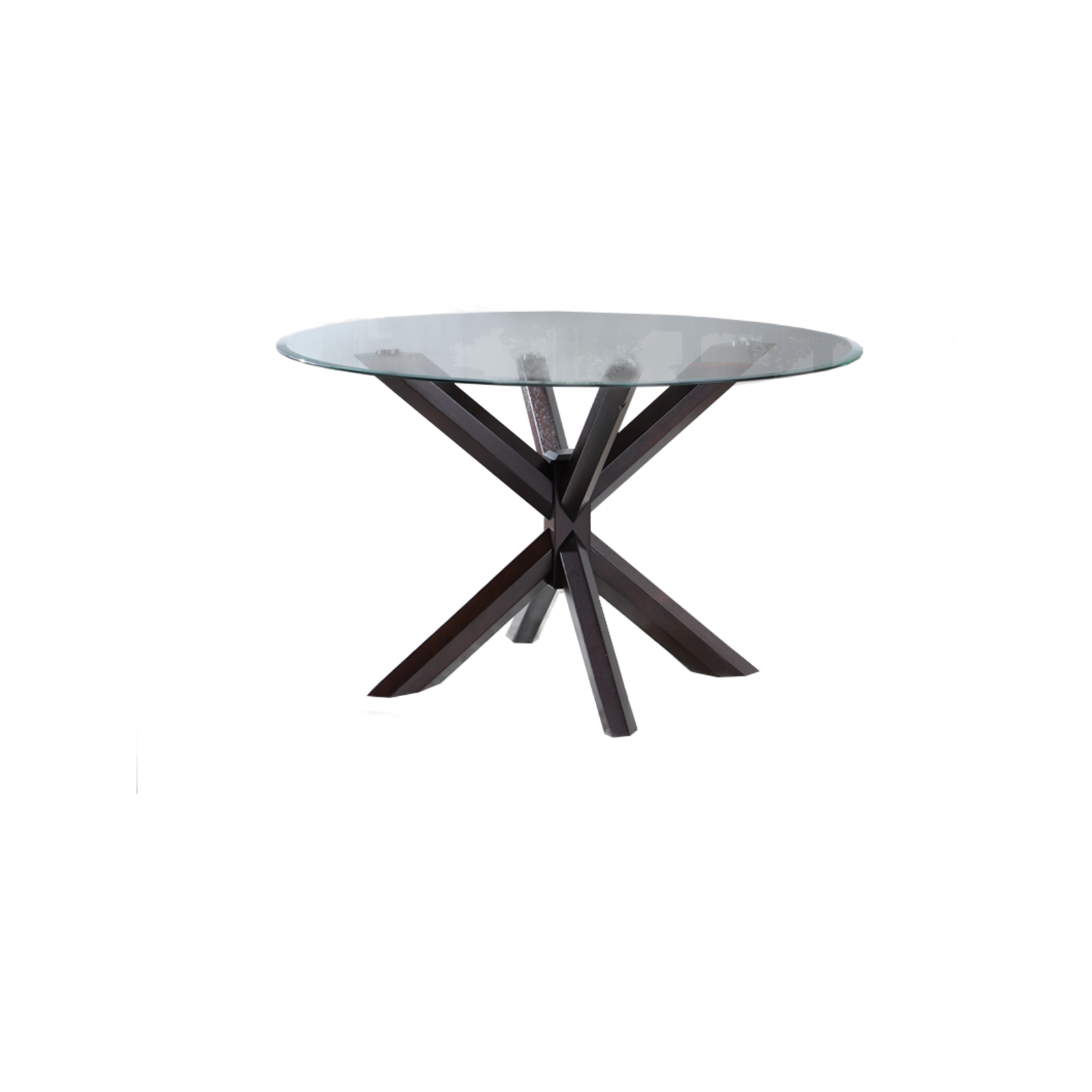 Bella Round Glass Dining Table | Chocolate Hardwood - Bunnings Australia