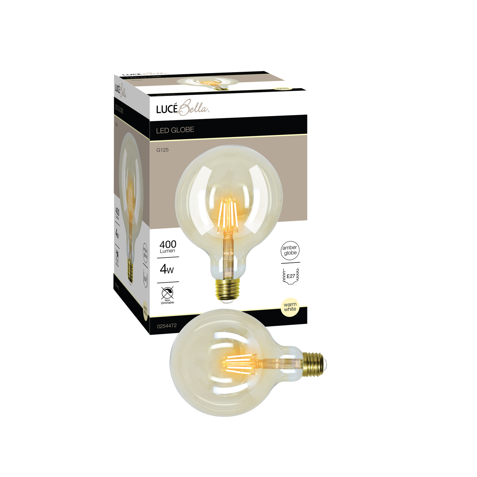 Luce Bella G125 E27 LED 400lm Amber Warm White 4W Globe - Bunnings ...