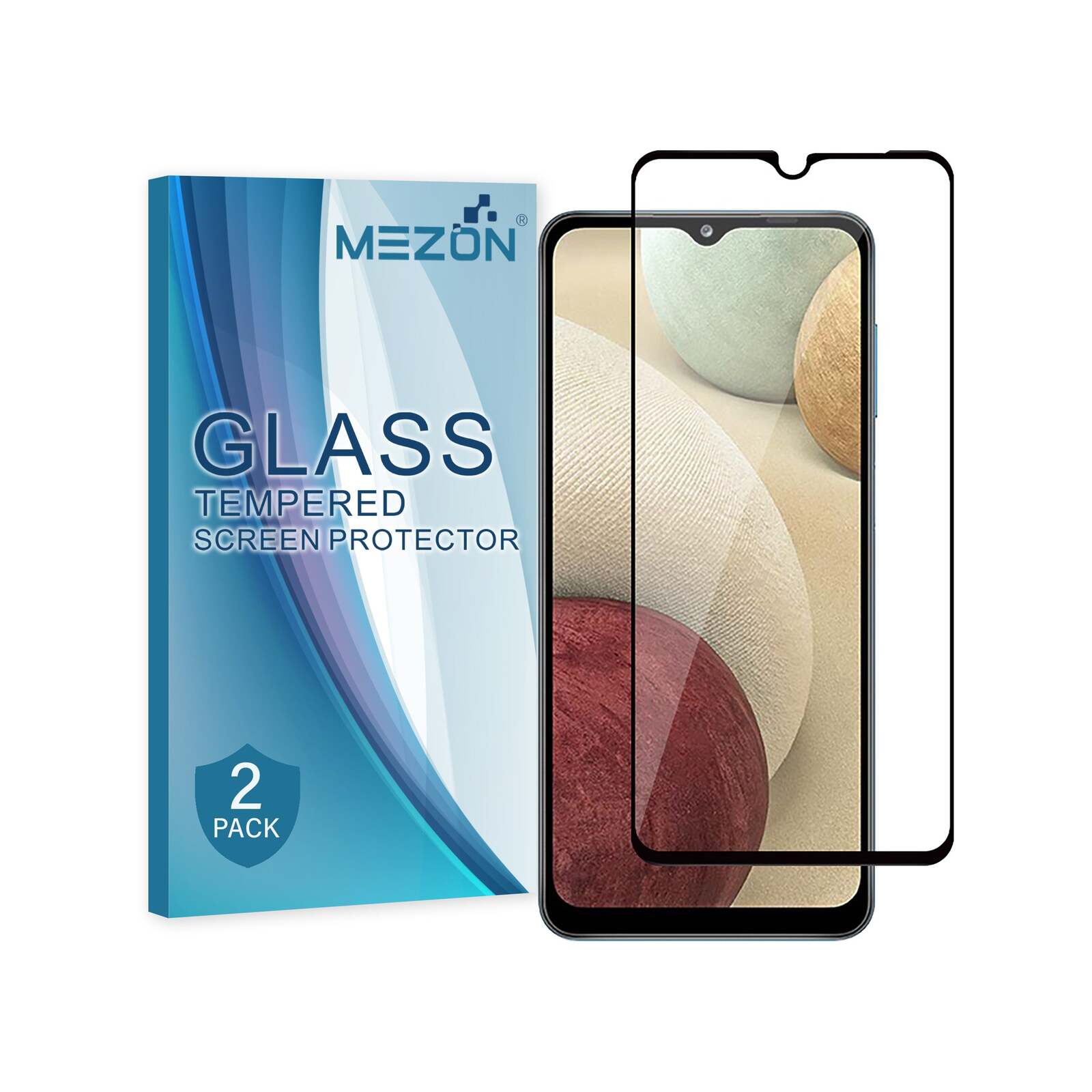2 Pack MEZON Samsung Galaxy A12 Full Cover Tempered Glass Screen ...