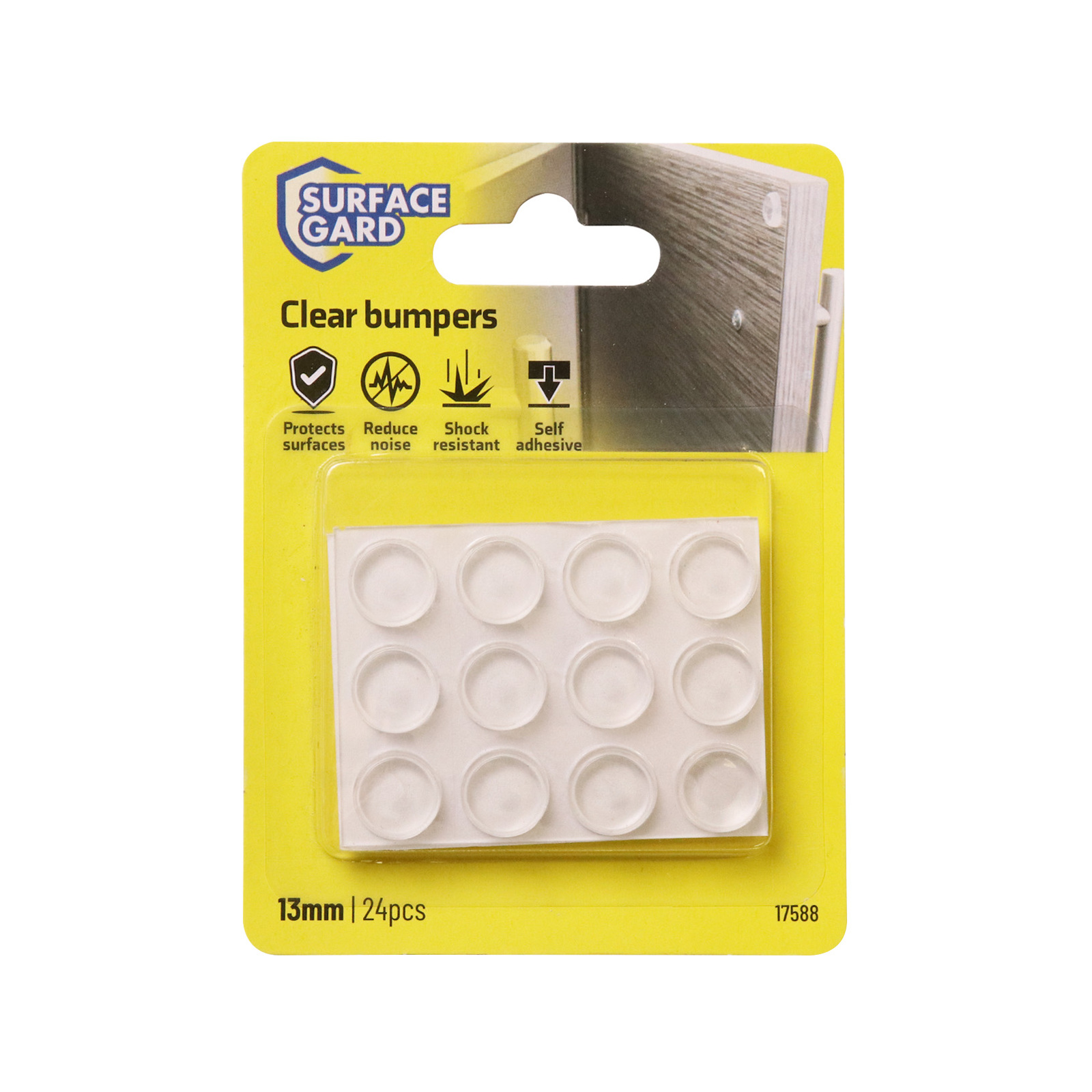 Surface Gard 13mm Clear Round Rubber Bumper - 24 Pack - Bunnings Australia