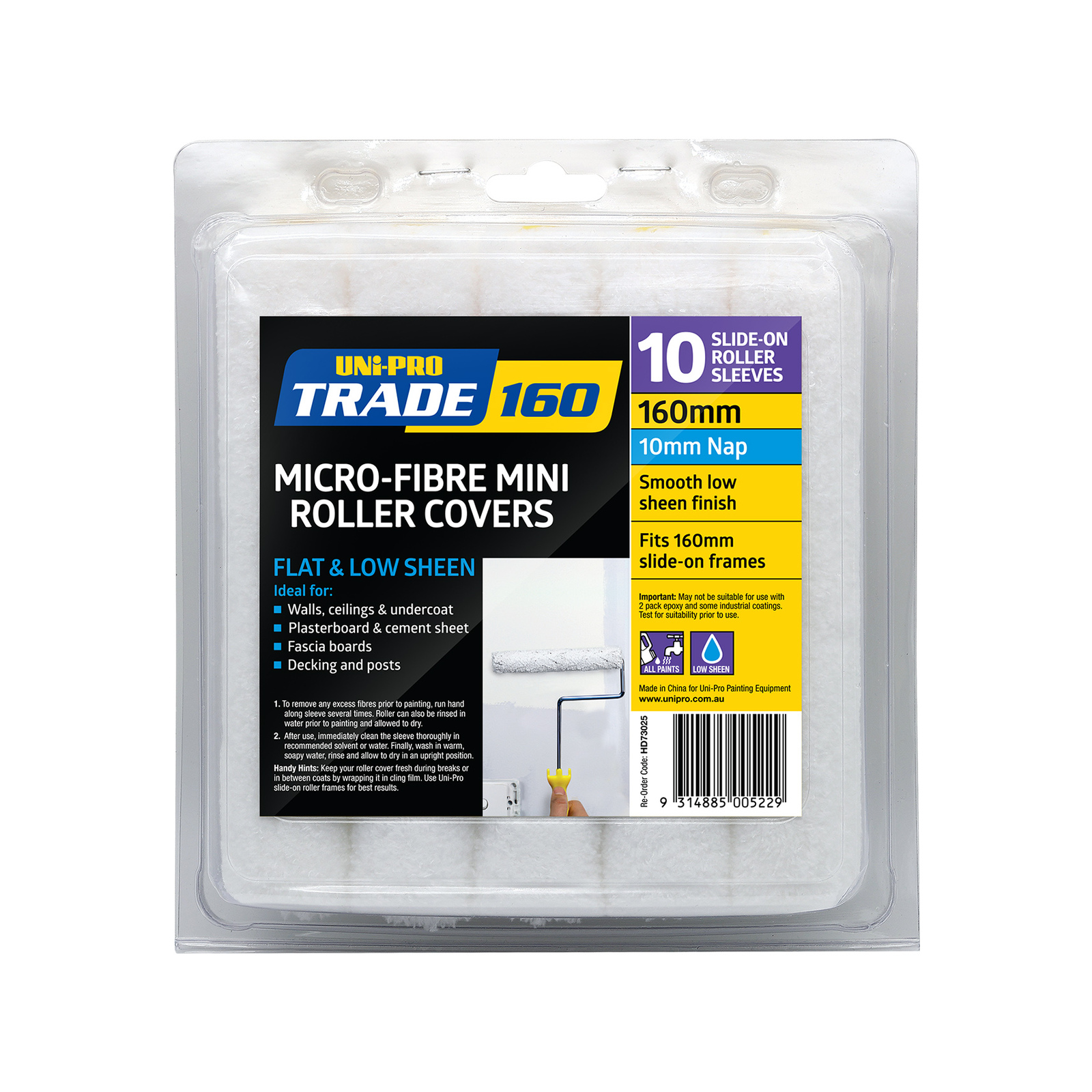 UNi-PRO Mini Roller Cover 160mm 10 Pack - Bunnings Australia