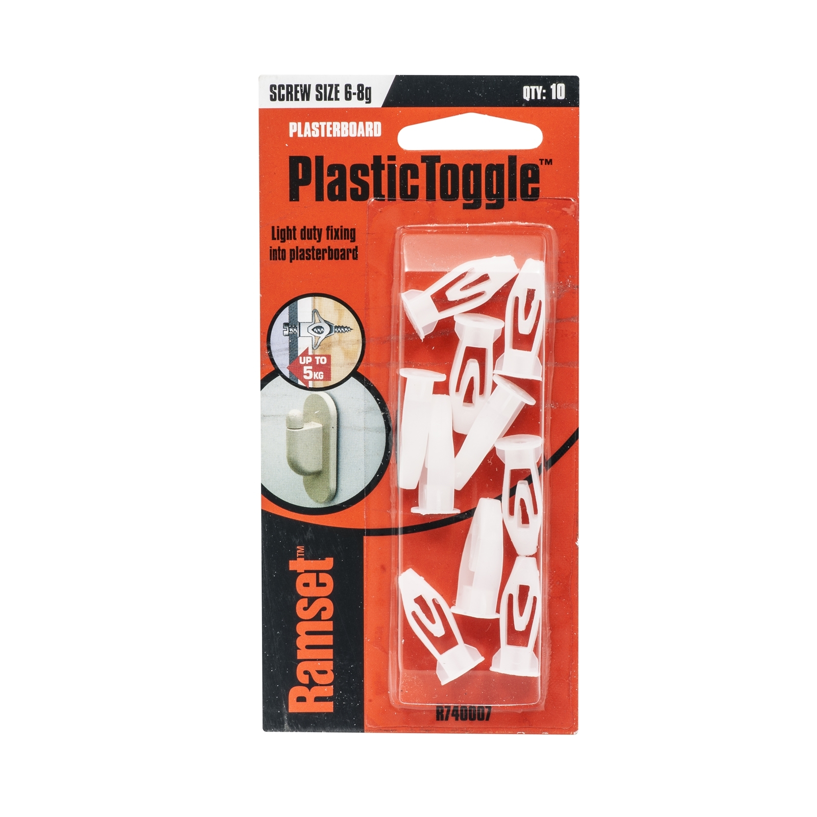 Ramset 10-12mm Plastic Toggles - 10 Pack - Bunnings Australia