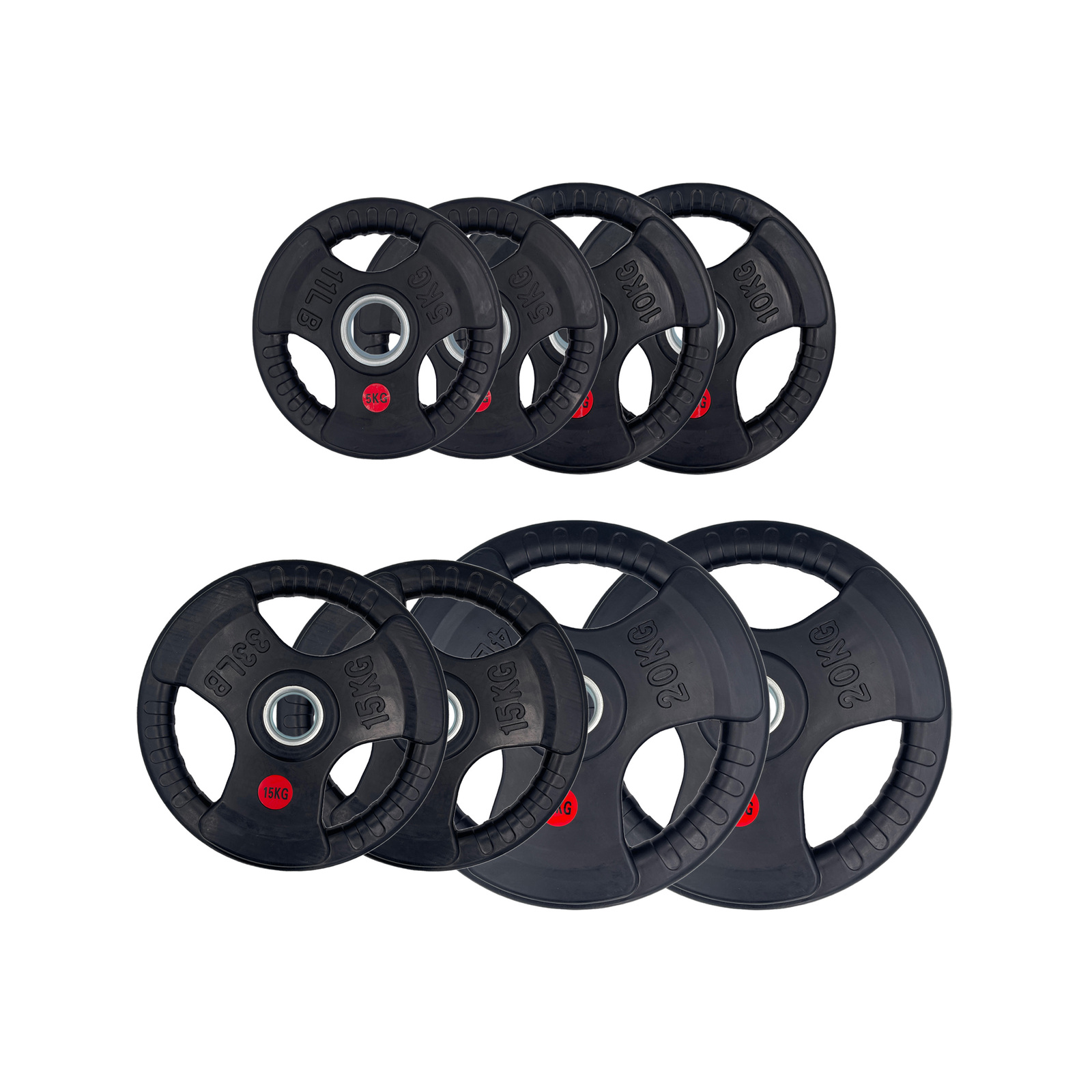 100kg Package Rubber Tri-Grip Weight Plates Type-O - Bunnings Australia