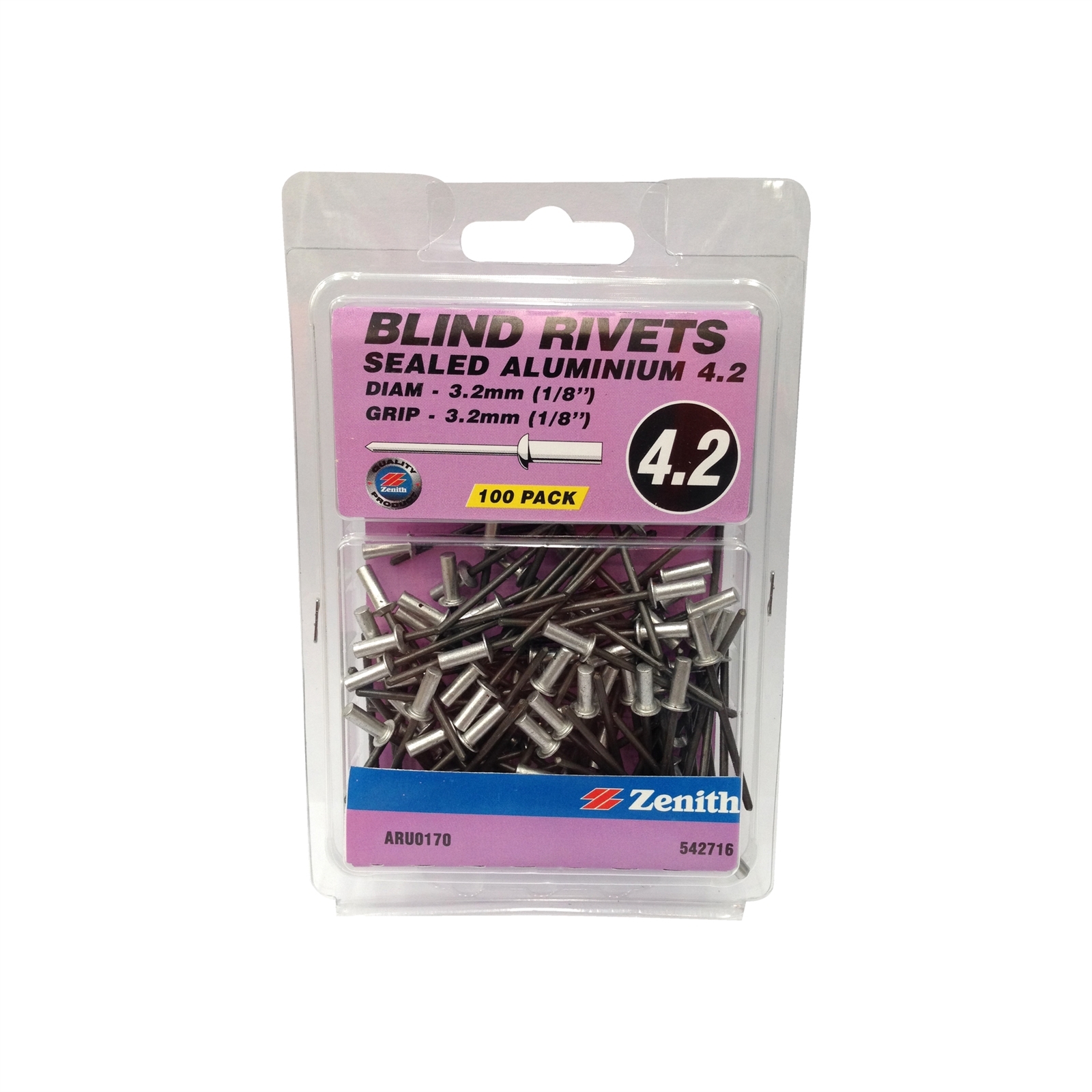 Zenith Blind Rivet Sealed Aluminium 1/8"Dia x 1/8"Grip 100pk - Bunnings ...