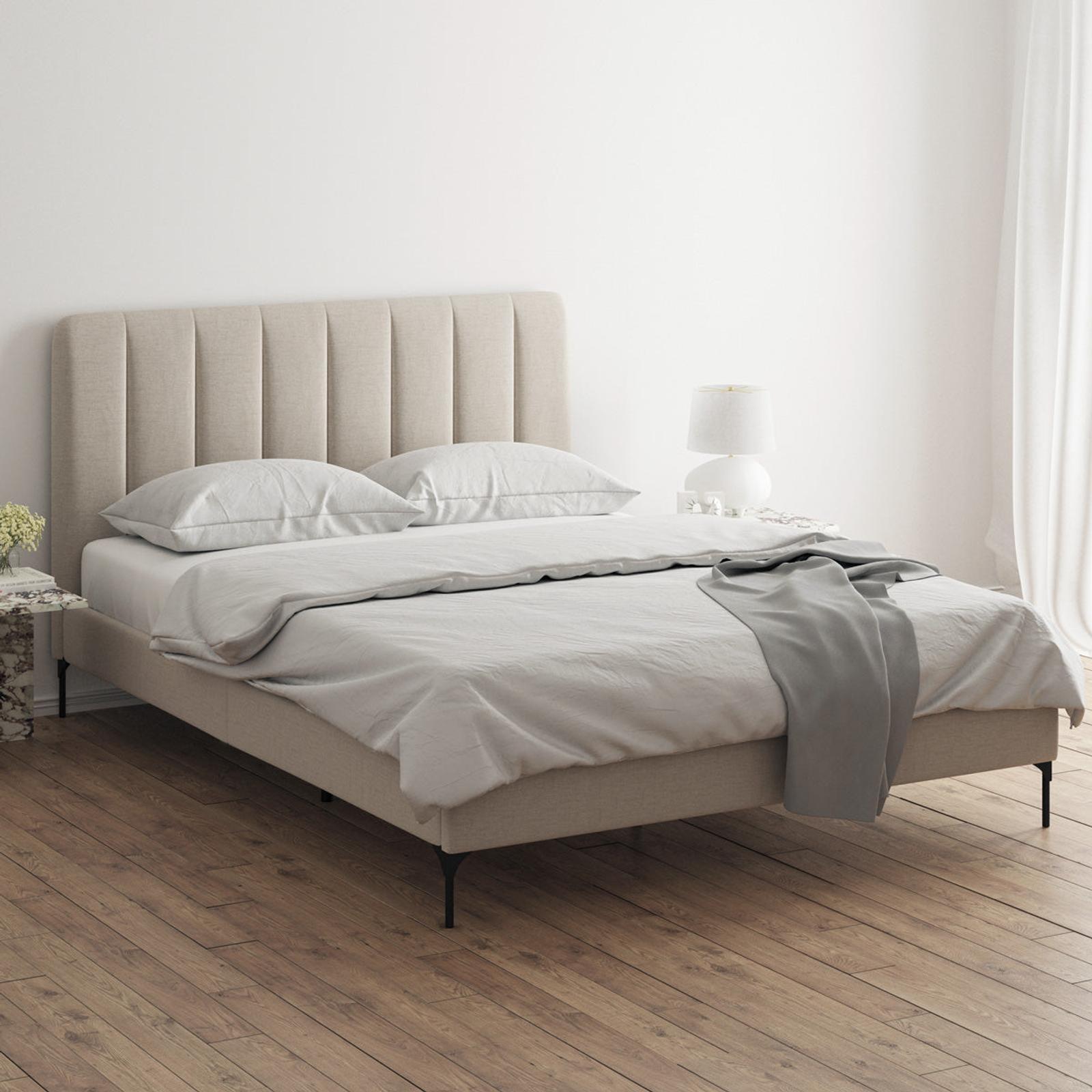 Souffle King Natural Beige Fabric Upholstered Bed Frame - Bunnings ...