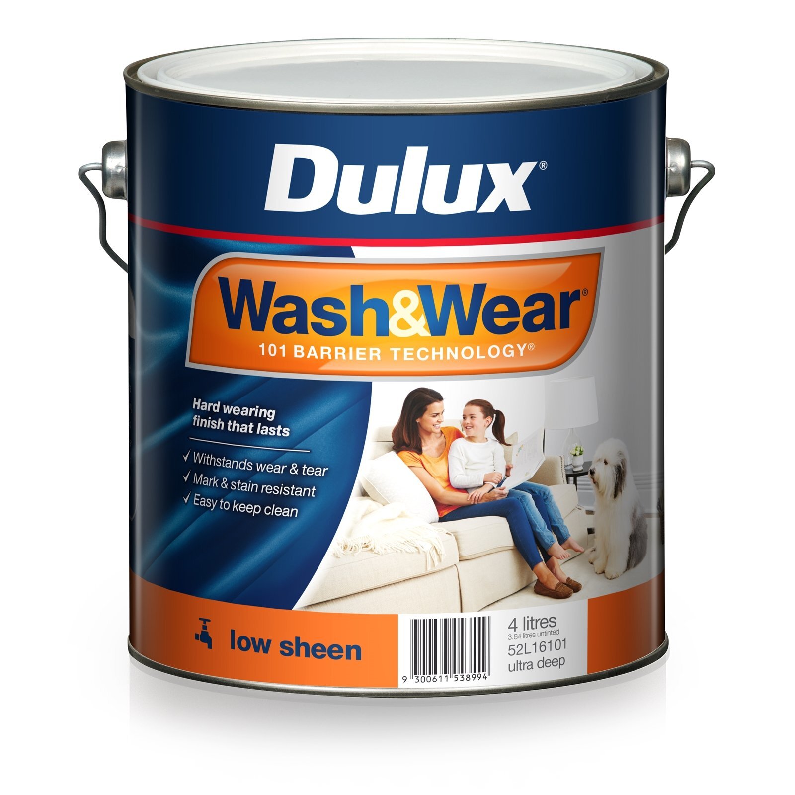 Dulux 4L Wash&Wear Low Shee Ultra Deep Interior Paint - Bunnings Australia