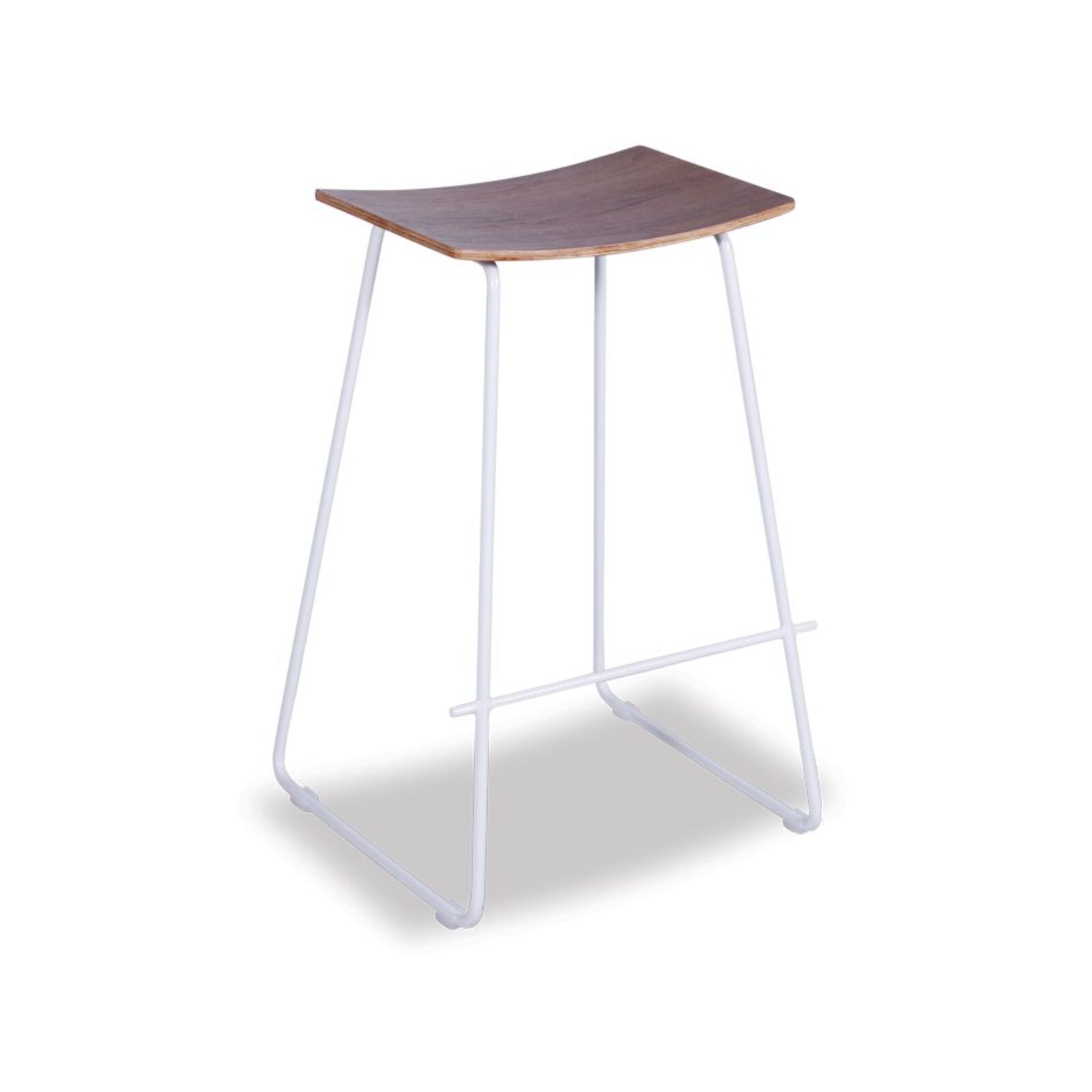 Hudson Stool - White - Walnut - Bunnings Australia