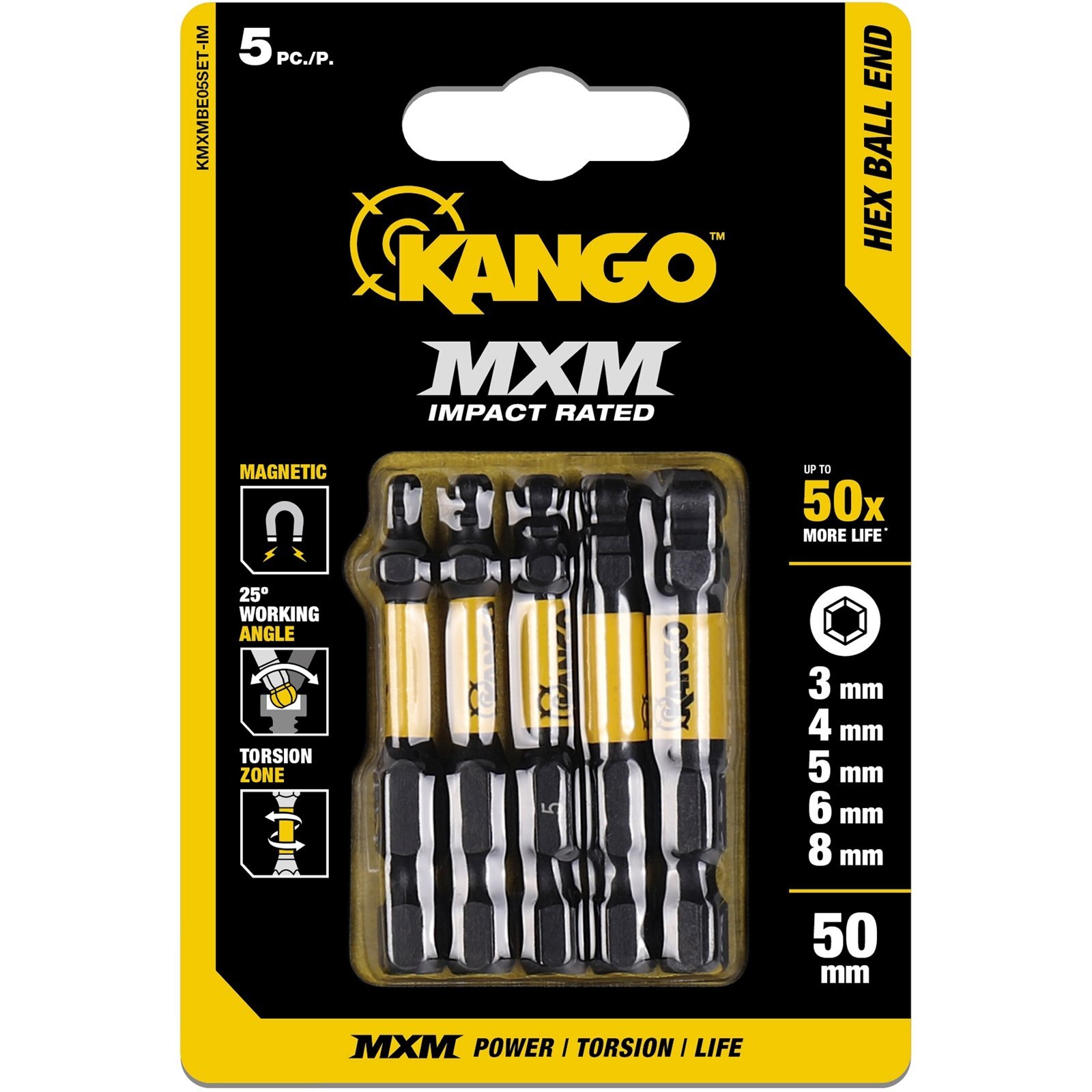 Kango 50mm 5 Piece MXM Hex Ball End Set - Bunnings Australia