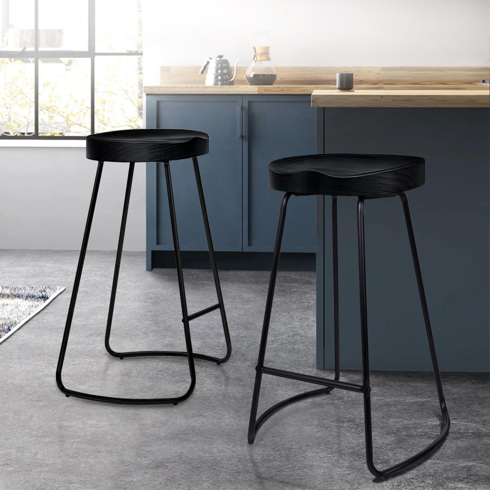 ALFORDSON 2x Tractor Bar Stools Black - Bunnings Australia