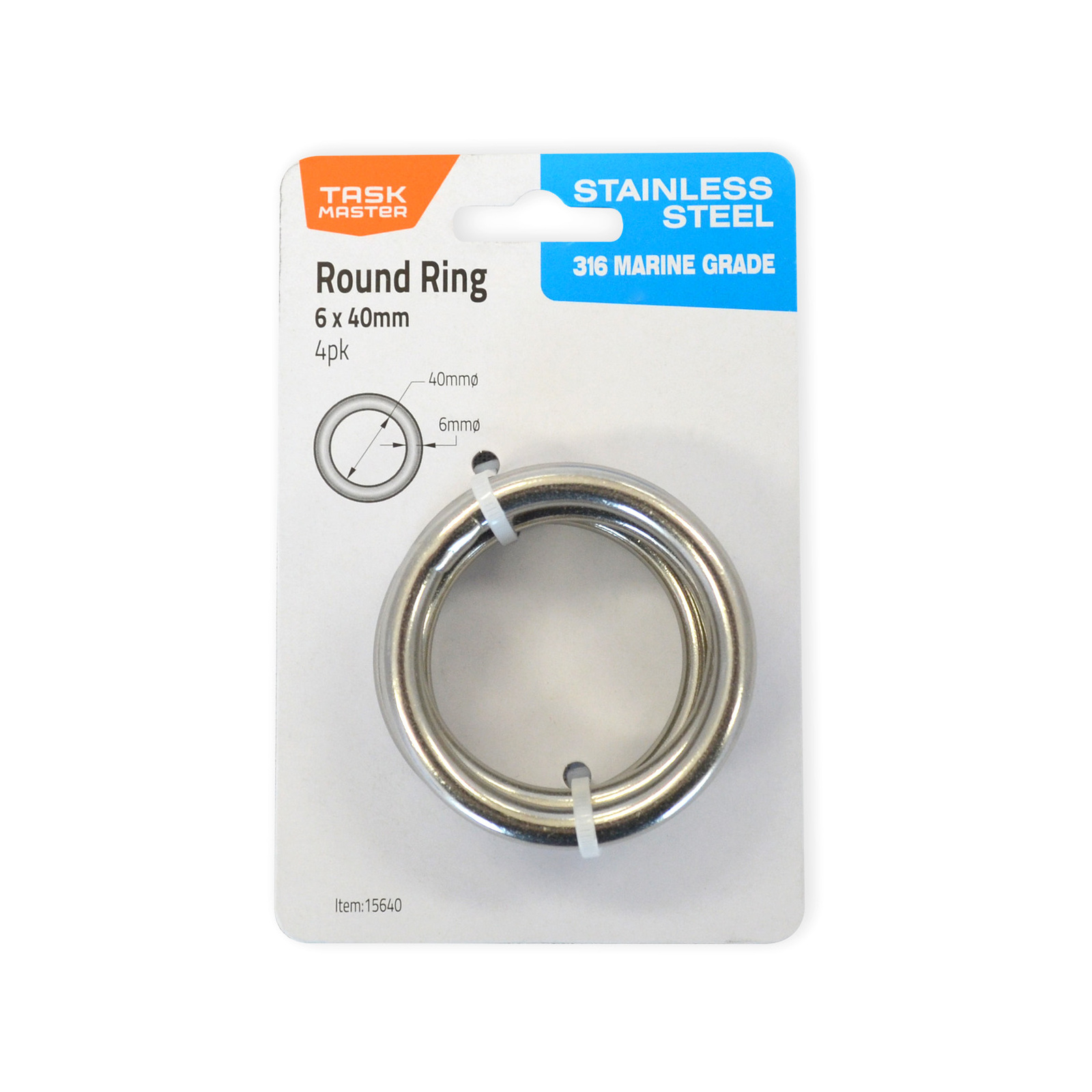 Taskmaster 6 x 40mm 316 Stainless Steel Round Rings - 4 Pack - Bunnings ...