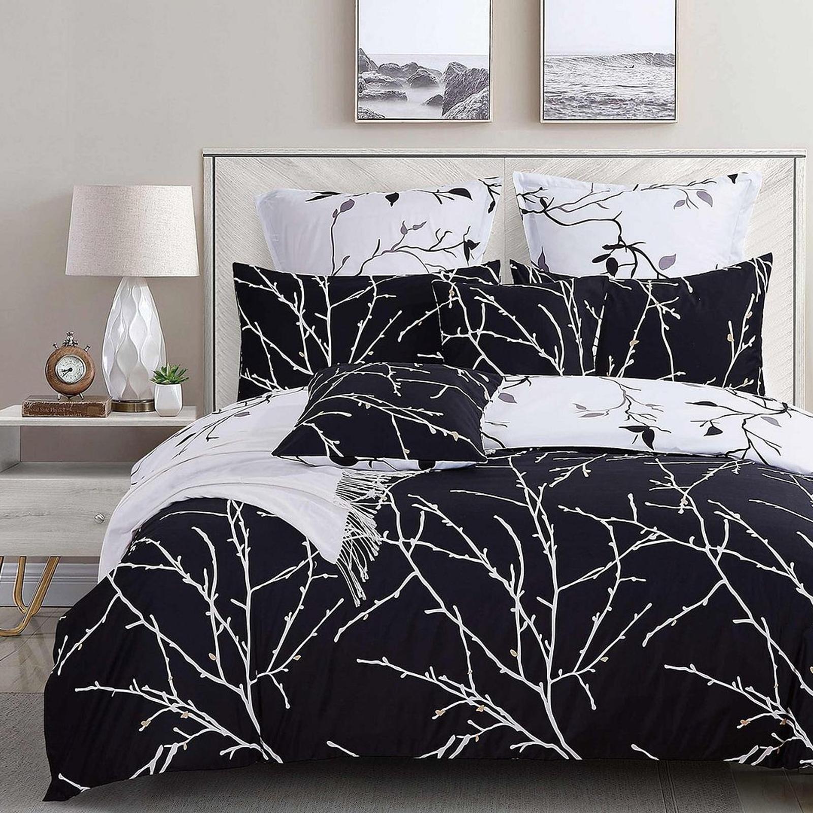 Fabric Fantastic Tree Reversible Queen Size Black Quilt/Doona/Duvet ...