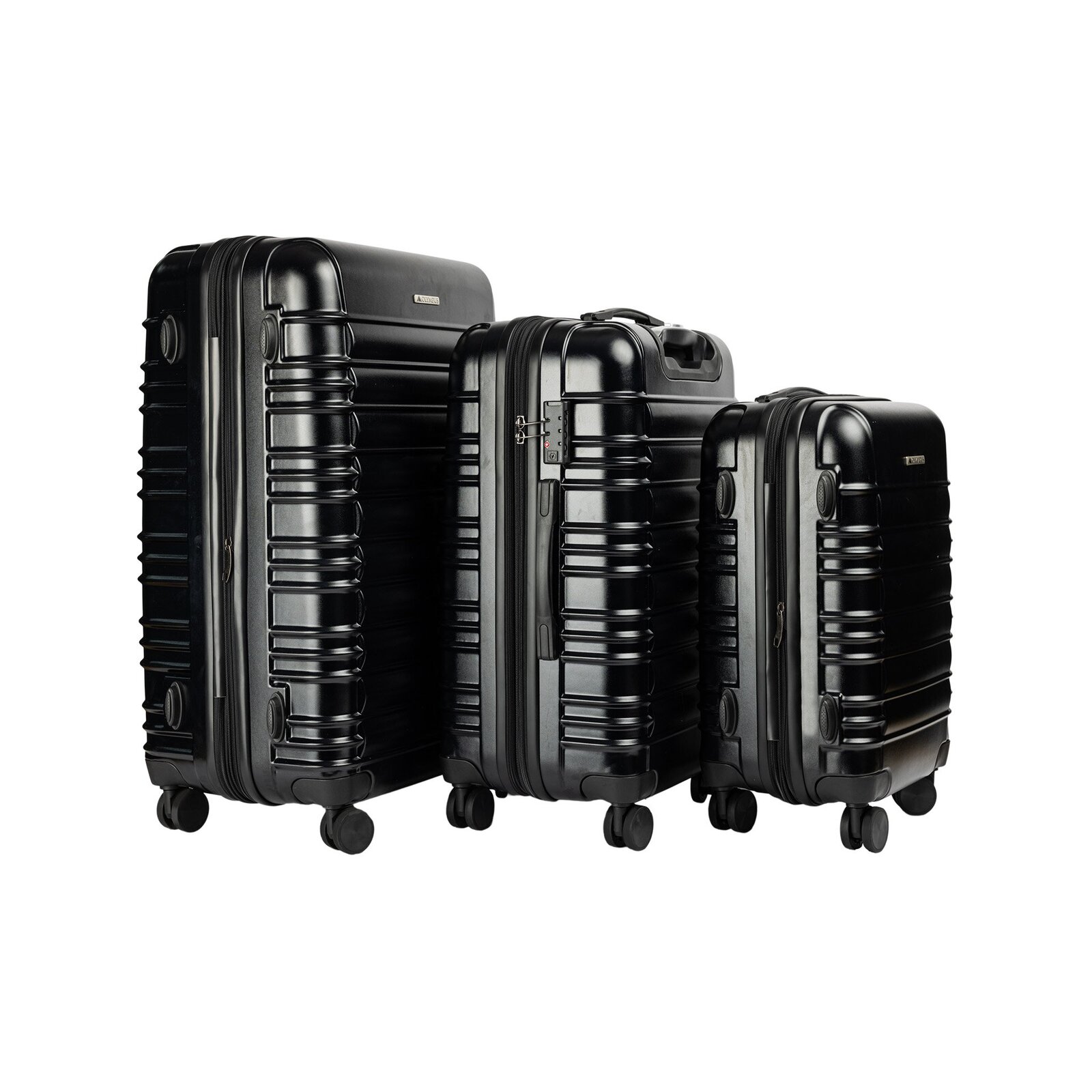 Olympus 3PC Noctis Luggage Set Hard Shell ABS+PC - Stygian Black ...