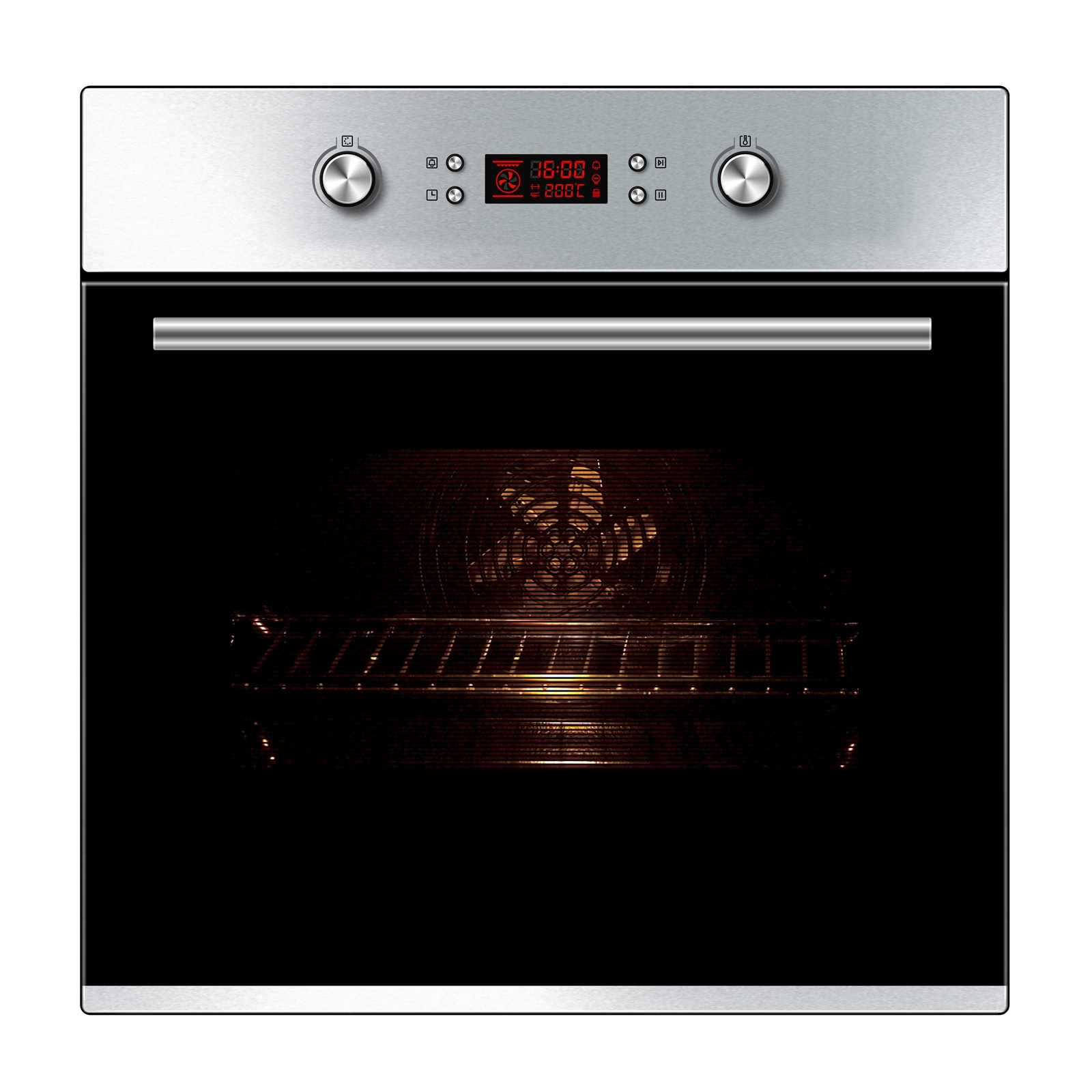 Bellini 60cm 70L Stainless Steel / Black 10 Function Pyrolytic Oven ...