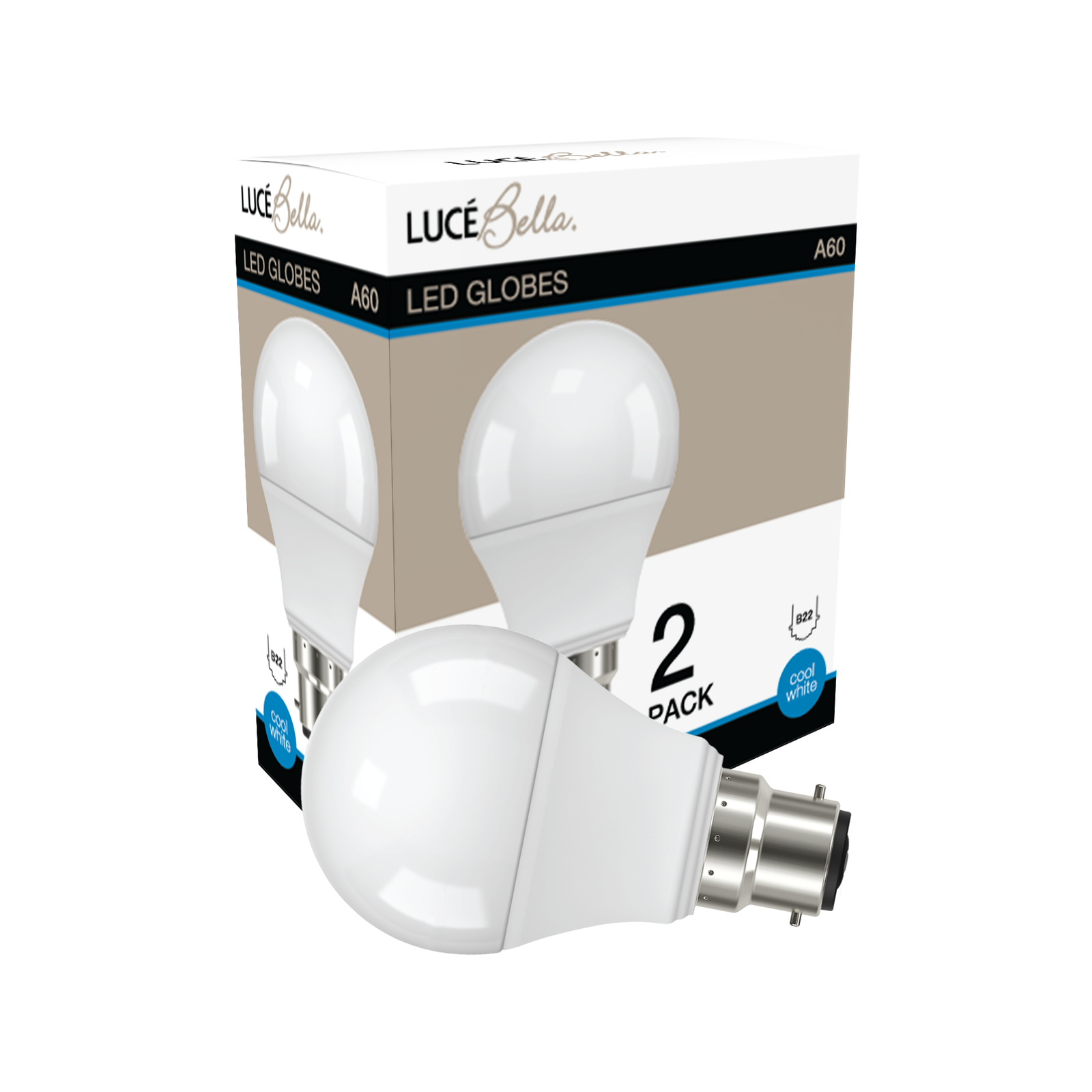 Luce Bella A60 B22 LED 1500lm Cool White 14W Globe - 2 Pack - Bunnings ...