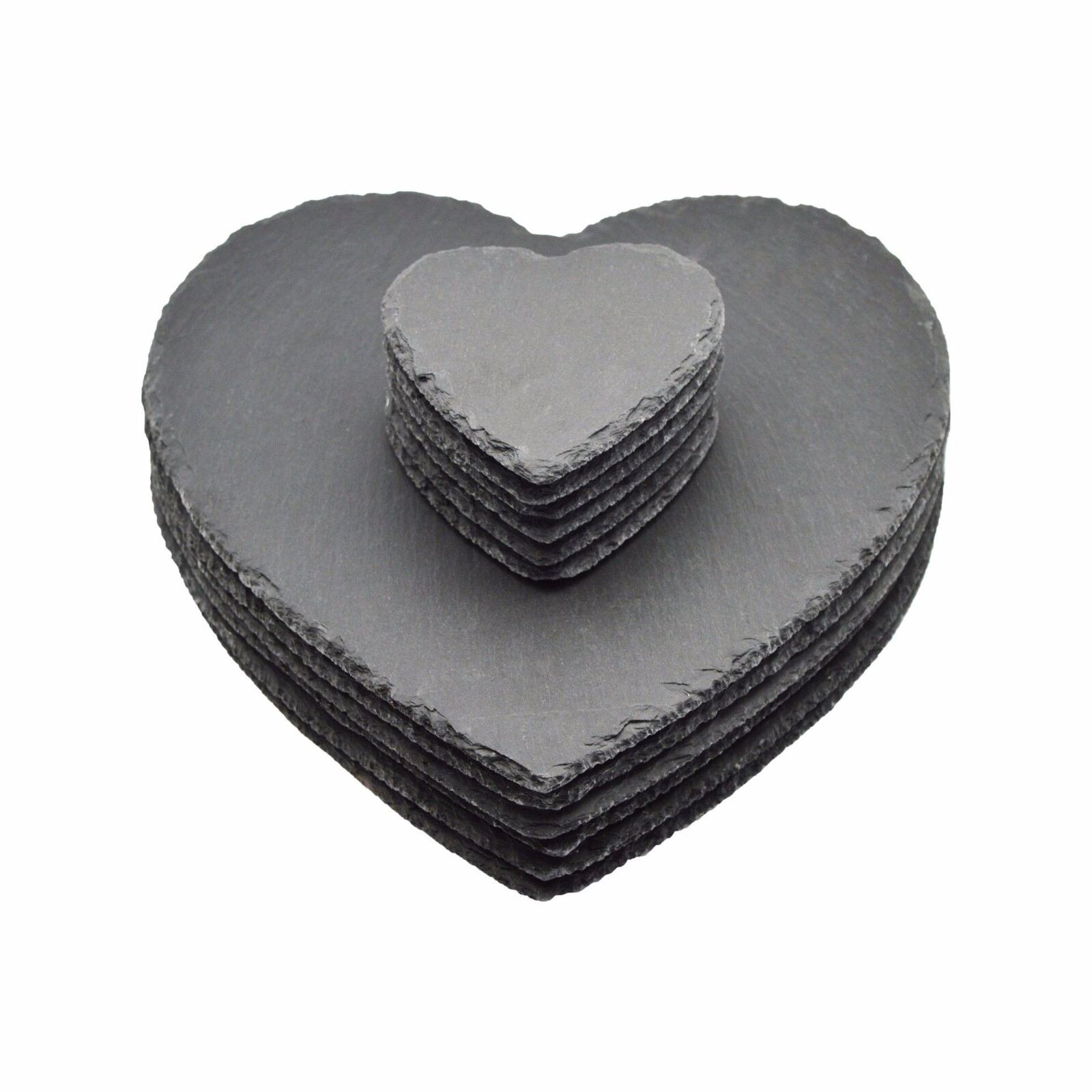 Argon Tableware Heart Shaped Natural Slate Dining Set - 6 Coasters & 6 ...