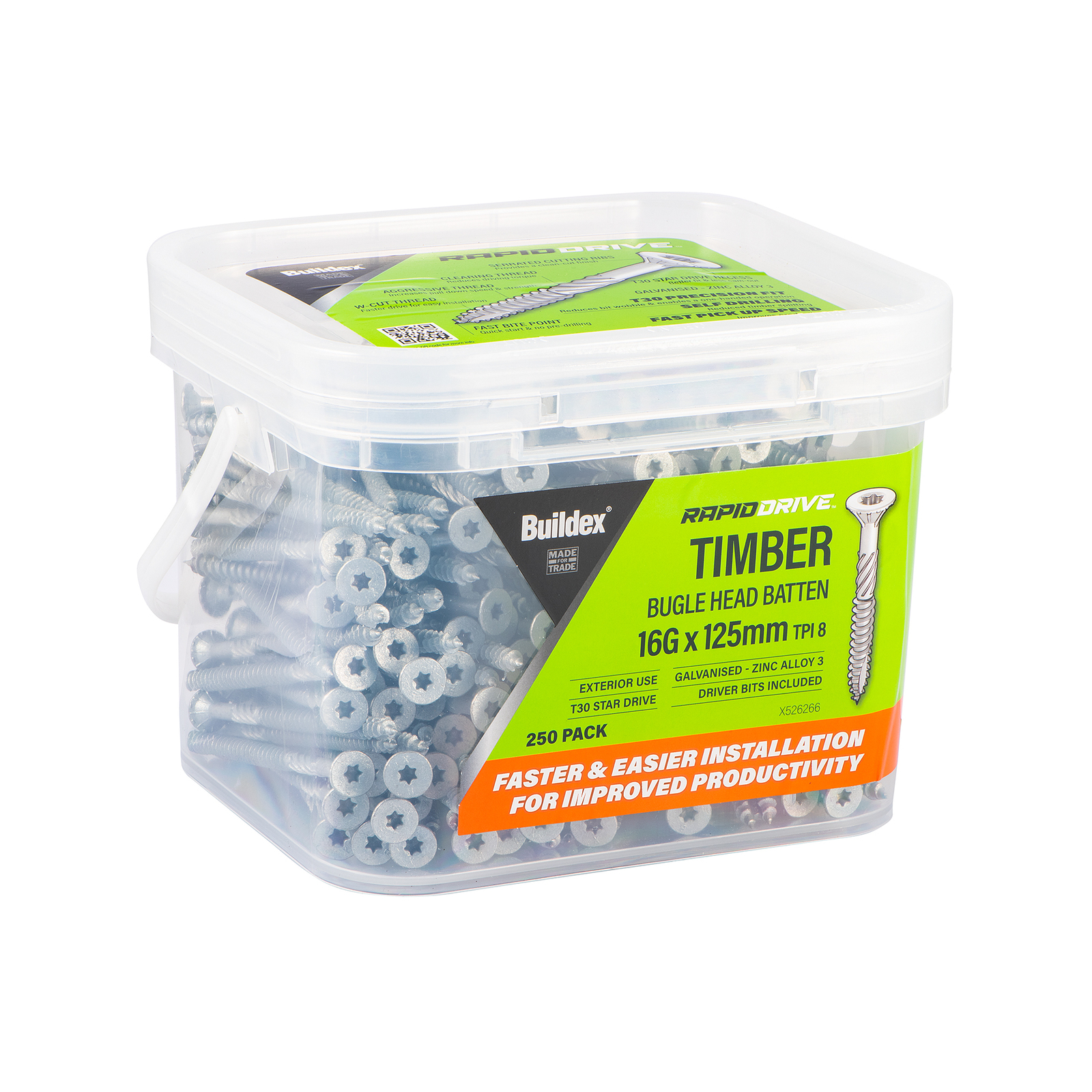 Buildex 16G x 125mm Zinc Alloy 3 Bugle Head Rapid Drive Batten Screw ...