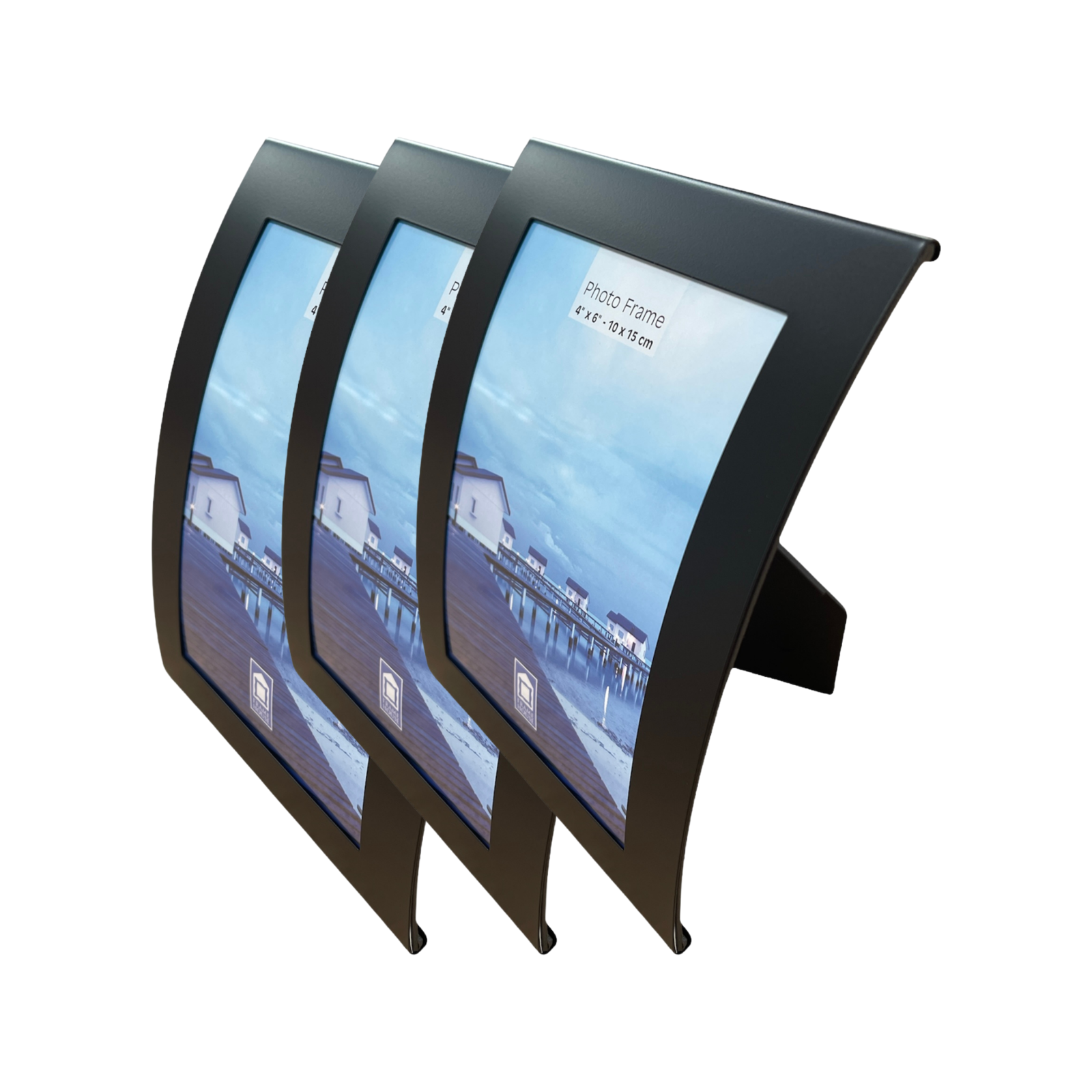 3x Curve Picture Photo Frame Curved Aluminium Portrait 10cm x 15cm (4 ...