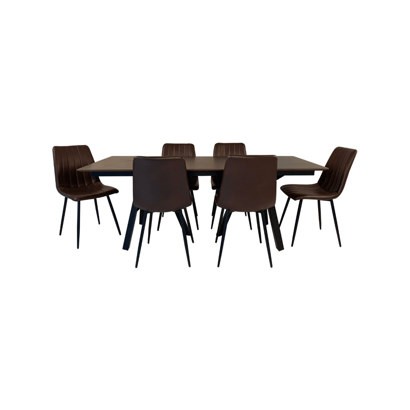 HomeStar 7Pc Dining Set Carrie Dining Table 200cm W/ 6Pcs Molly Faux ...