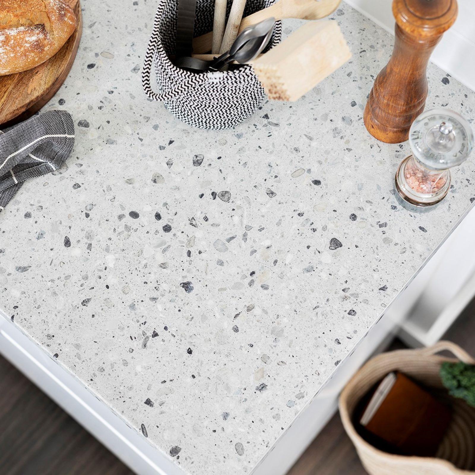 Kaboodle 38 x 600mm Terrazzola Compact Radius Customisable Benchtop ... Kaboodle 38 x 600mm Terrazzola Compact Radius Customisable Benchtop ...