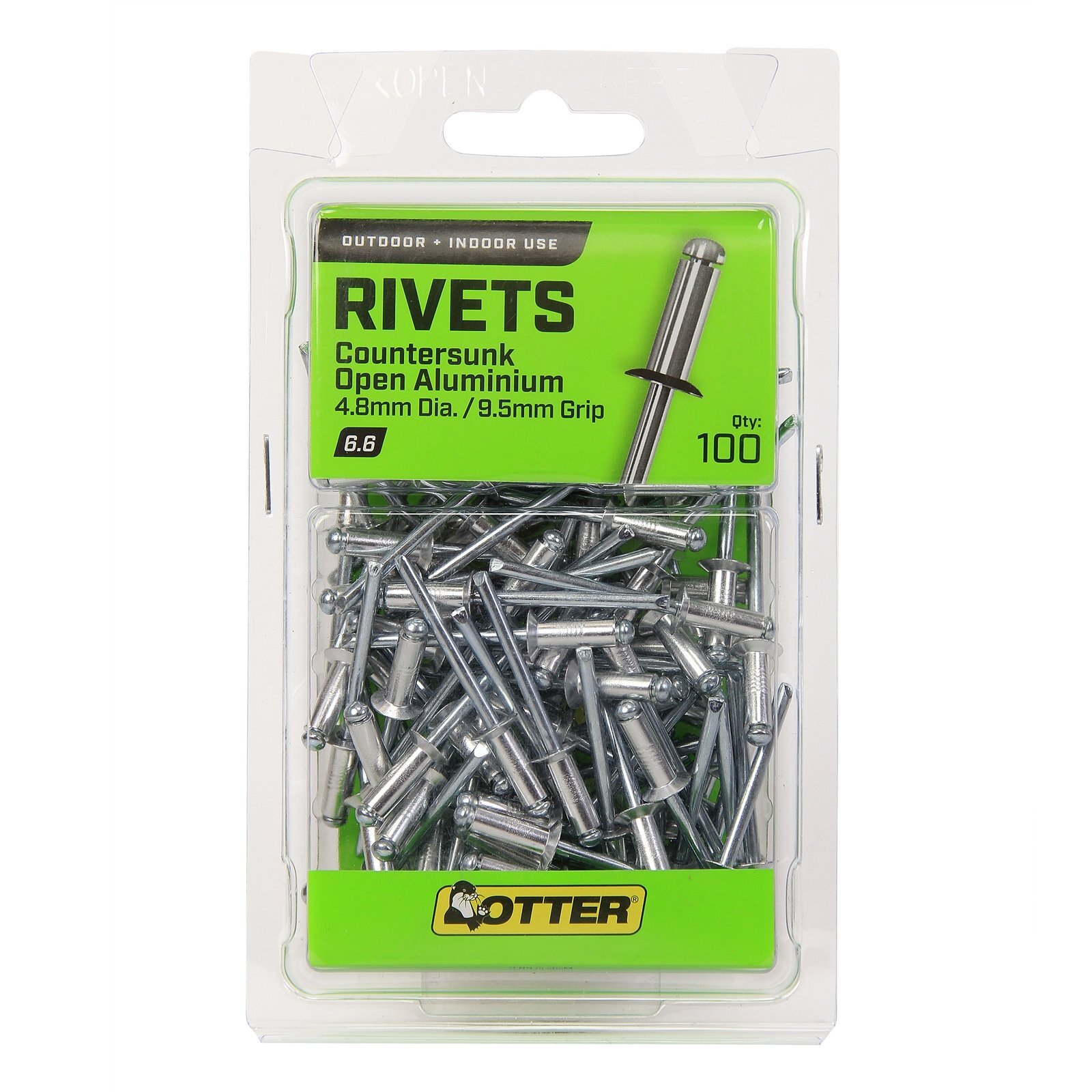 Otter 4.8 x 9.5mm Countersunk Open Aluminium Rivets - 100 Pack ...