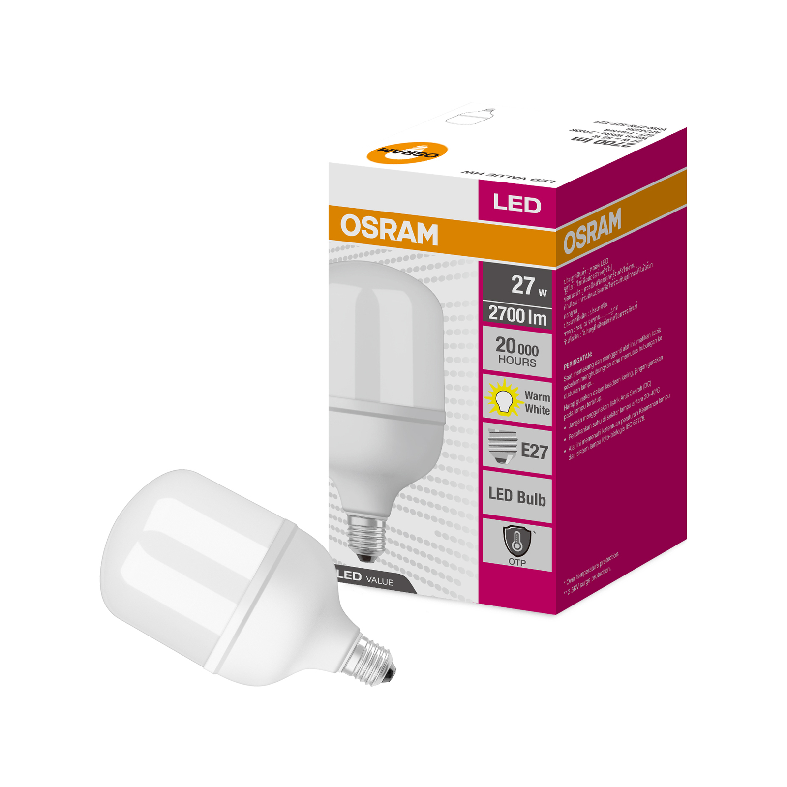 Osram E27 LED 2430lm Warm White High Watt 27W Globe - Bunnings Australia