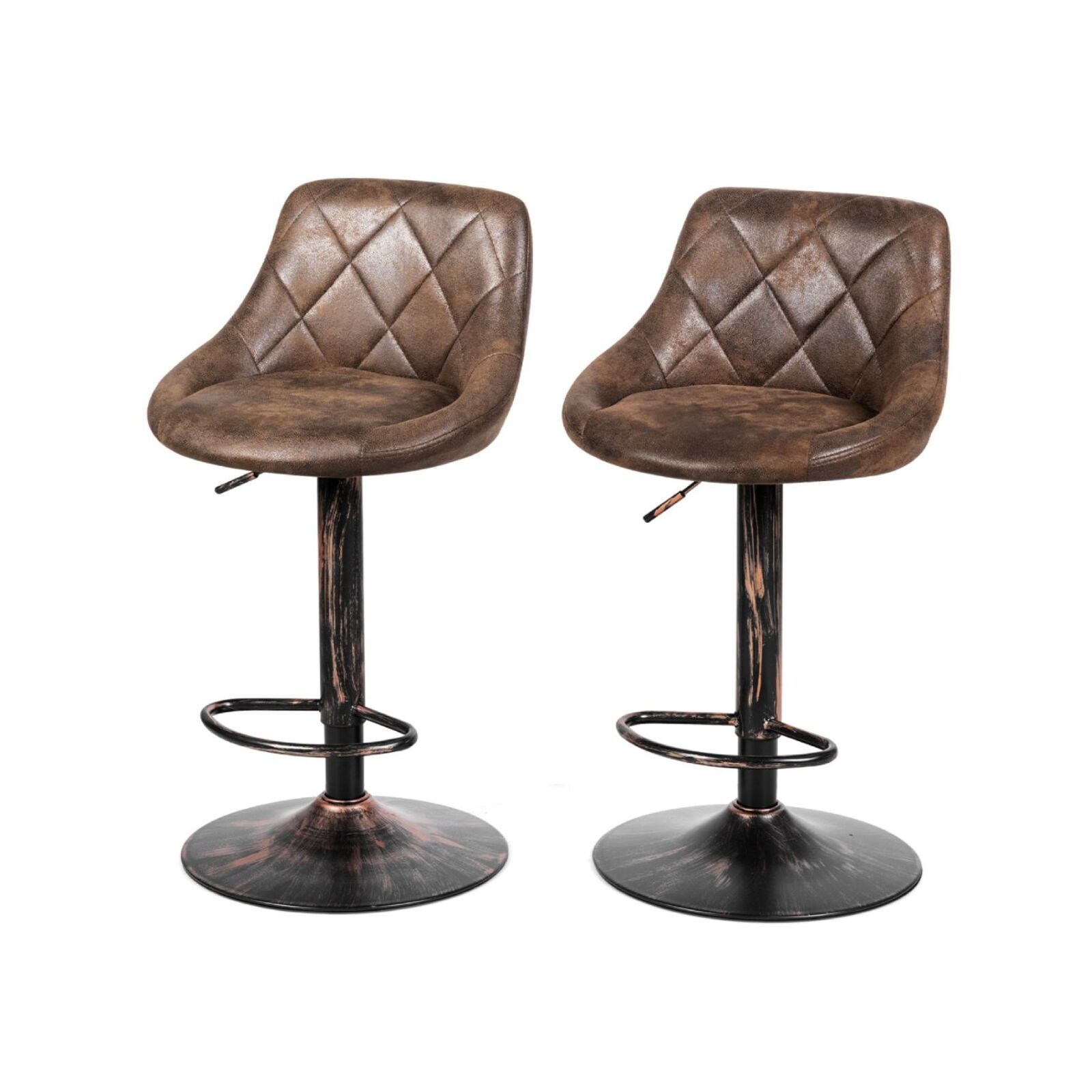 Costway 2x Swivel Bar Stools Gas Lift w/Backrest Footrest - Bunnings ...