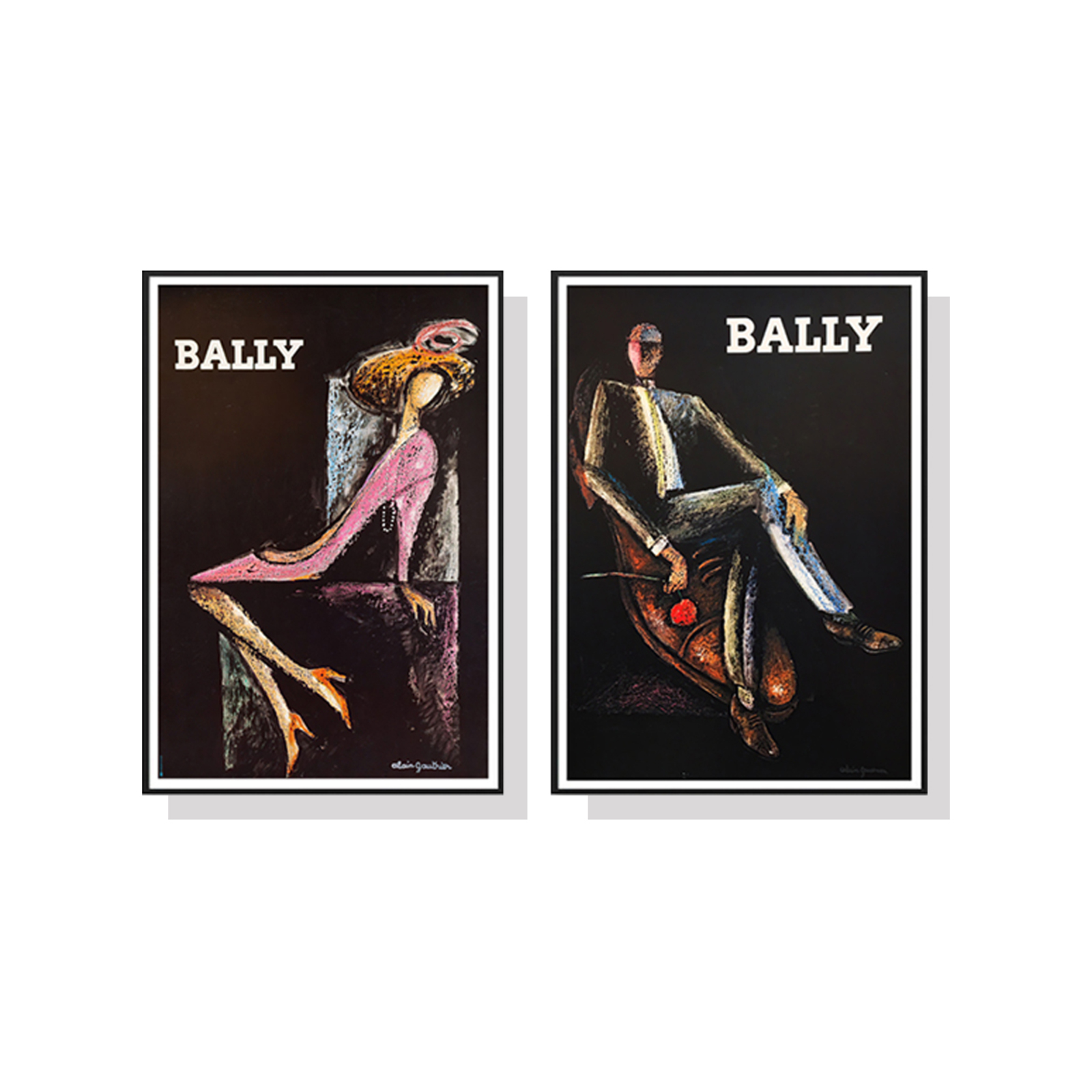 60cmx90cm Bally Man & Woman 2 Sets Black Frame Canvas Wall Art ...