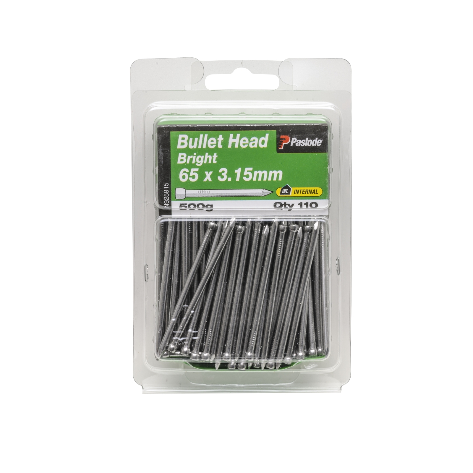 Paslode 65 x 3.15 500g Bright Steel Bullet Head Nails - 110 Pack ...